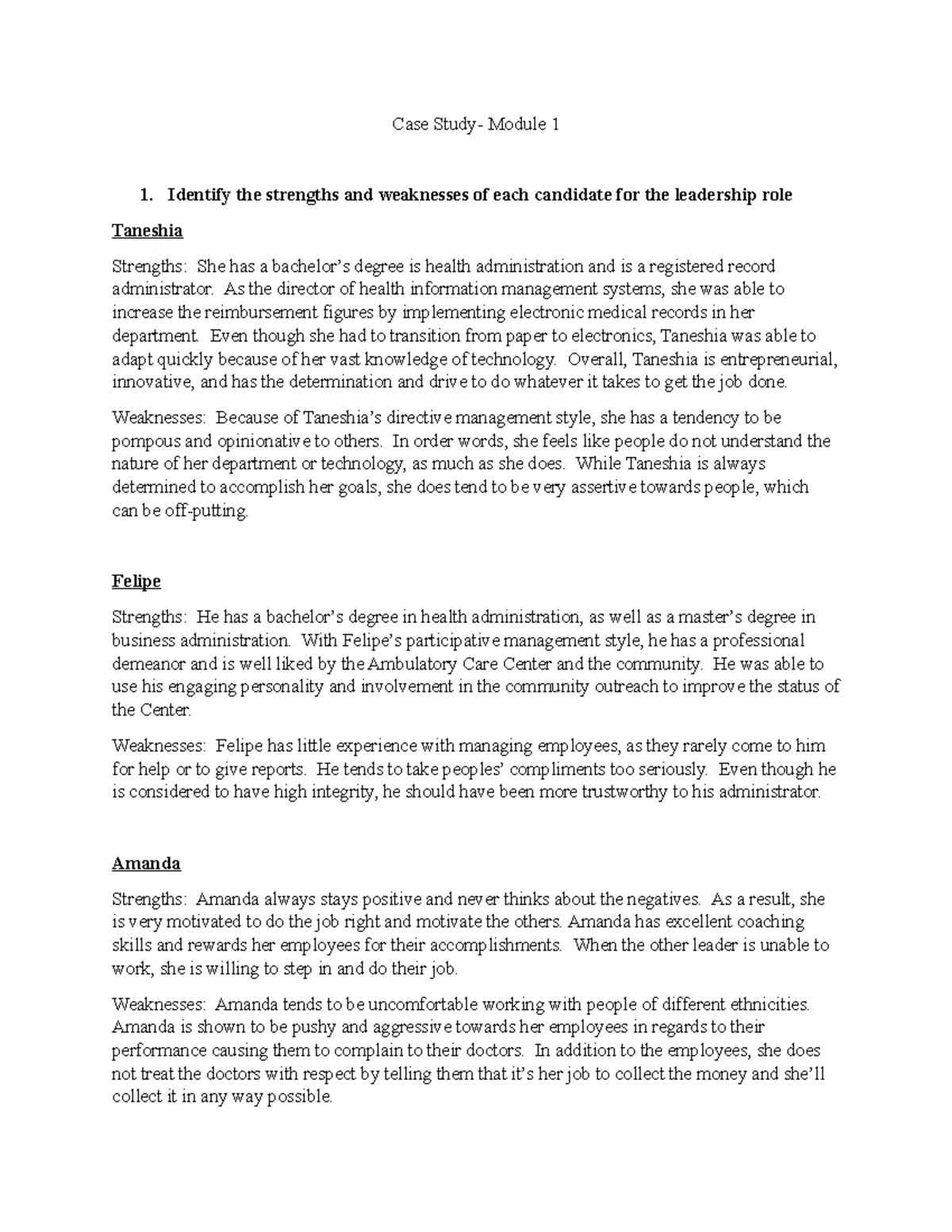 Case Study - Course was instructed by Dr. Anthony Edwards - Case Study ...