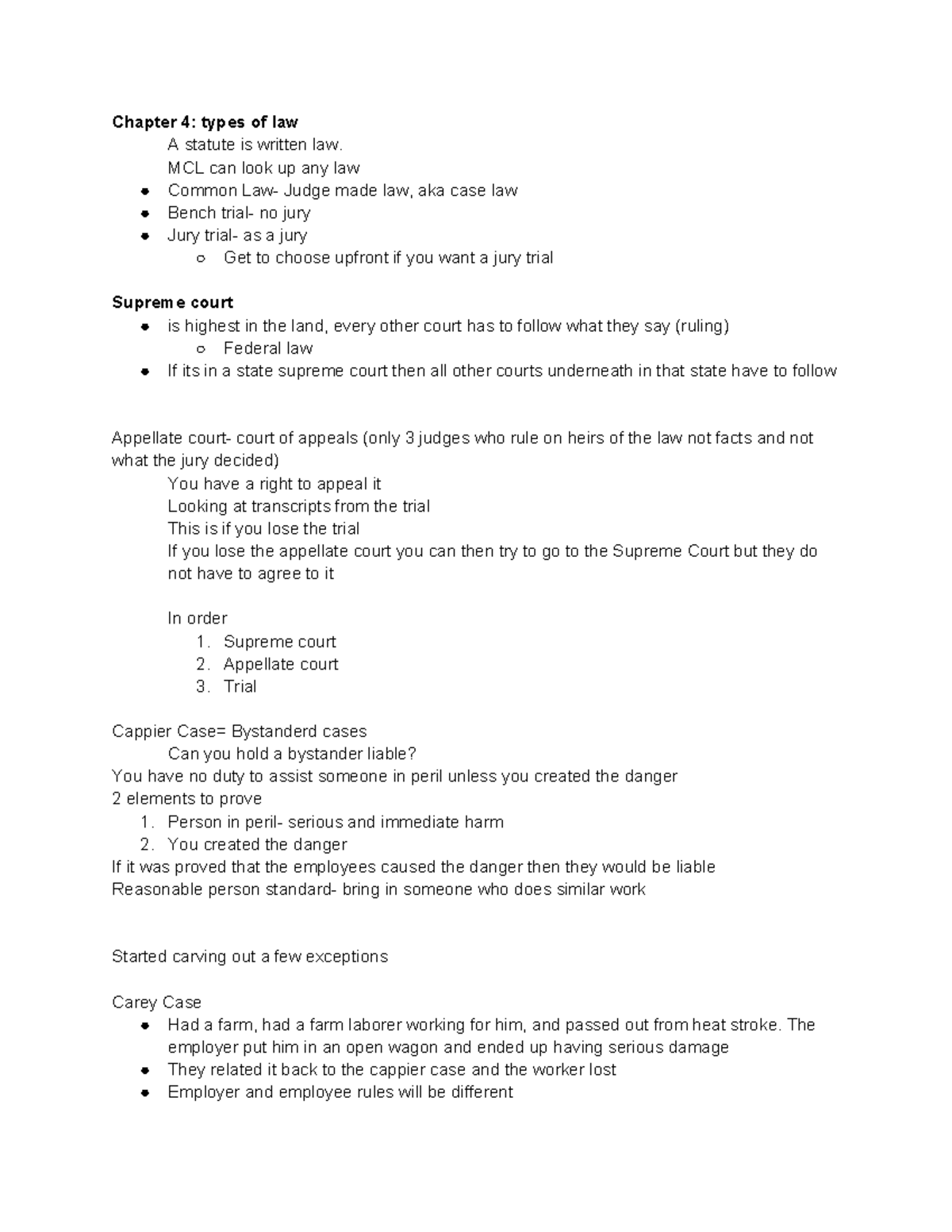 LAW3800 part 1 - LAW 3800 lecture notes - Chapter 4: types of law A ...