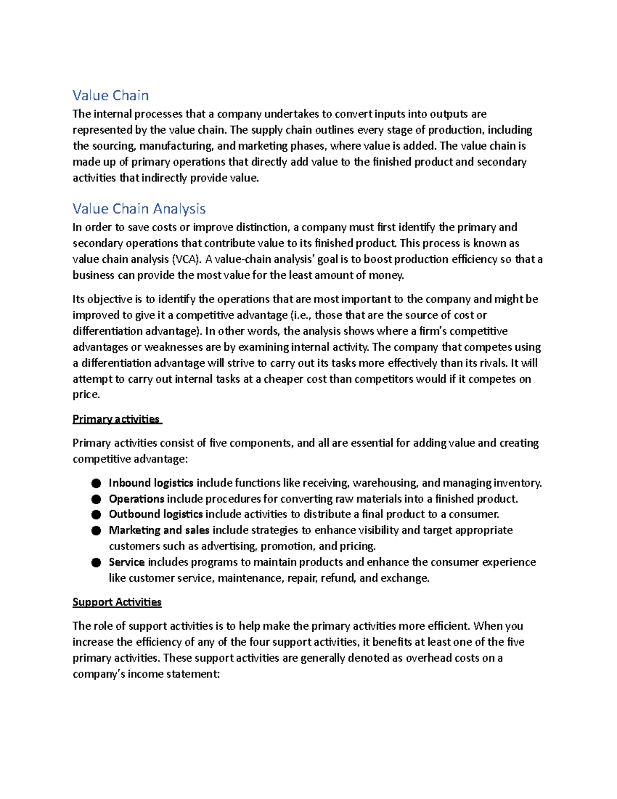 190013- ibm - .................... - Value Chain The internal processes ...