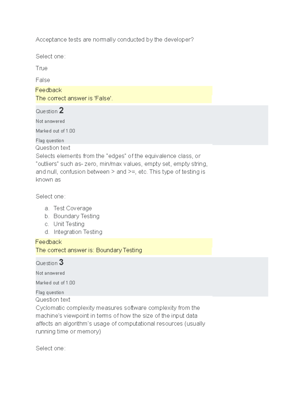 CS 2401 Software Engineering 1 Final Exam Review Quiz - Acceptance ...