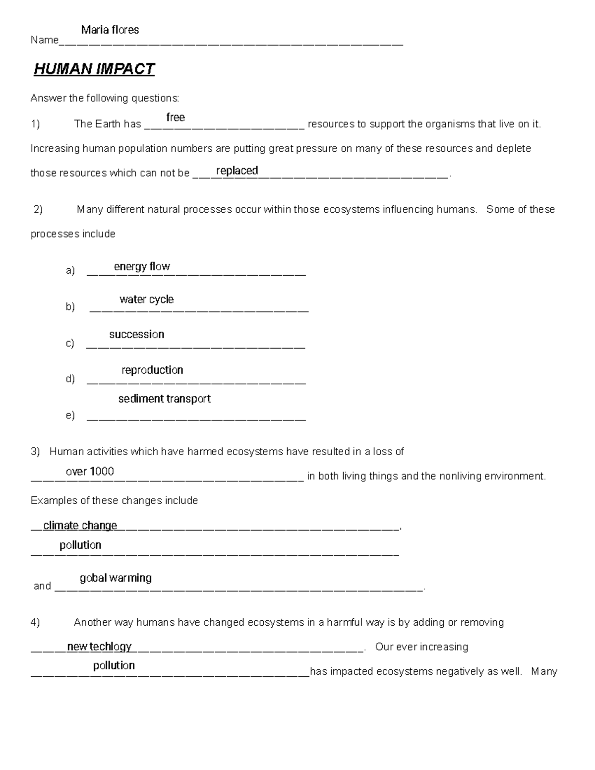 Human Impact - ......... - Name