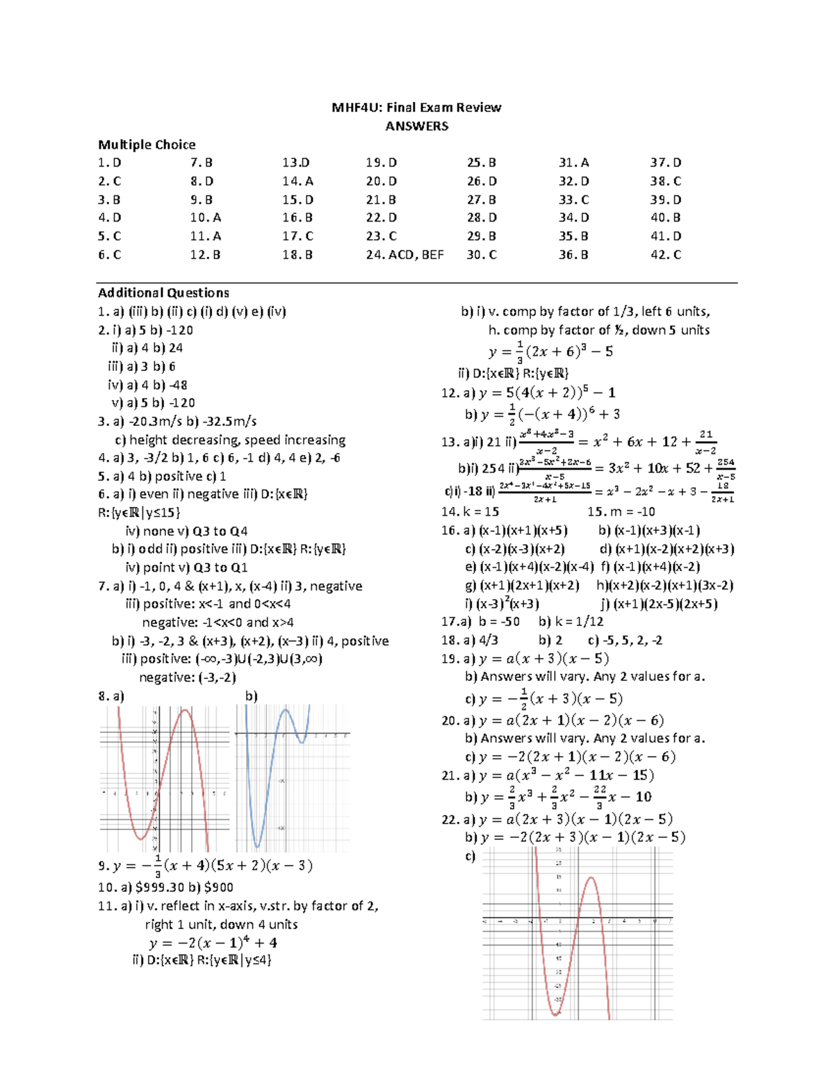 Anskey Jan 2015 - Advanced Functions - MHF4U: Final Exam Review ANSWERS ...