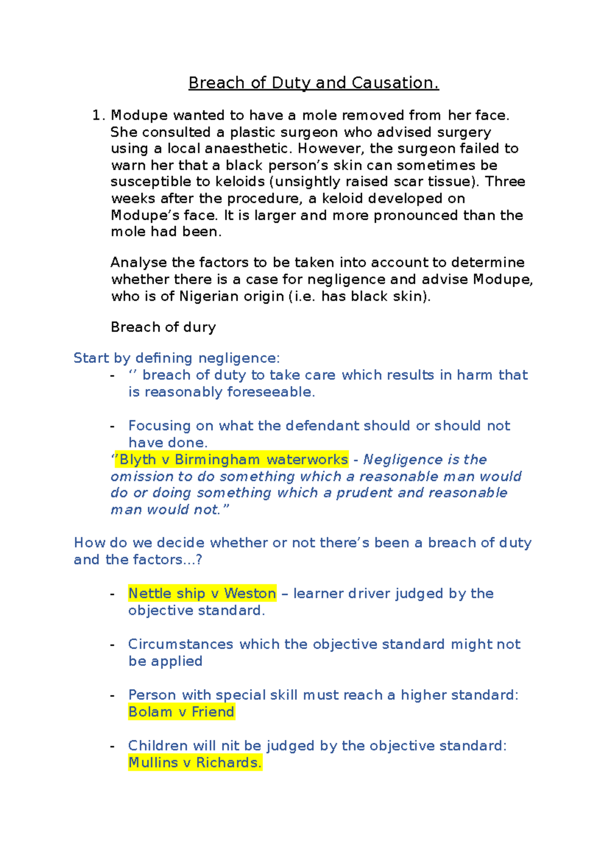 Exam Q's Plans - gives an example of the plan with the exams - Breach ...