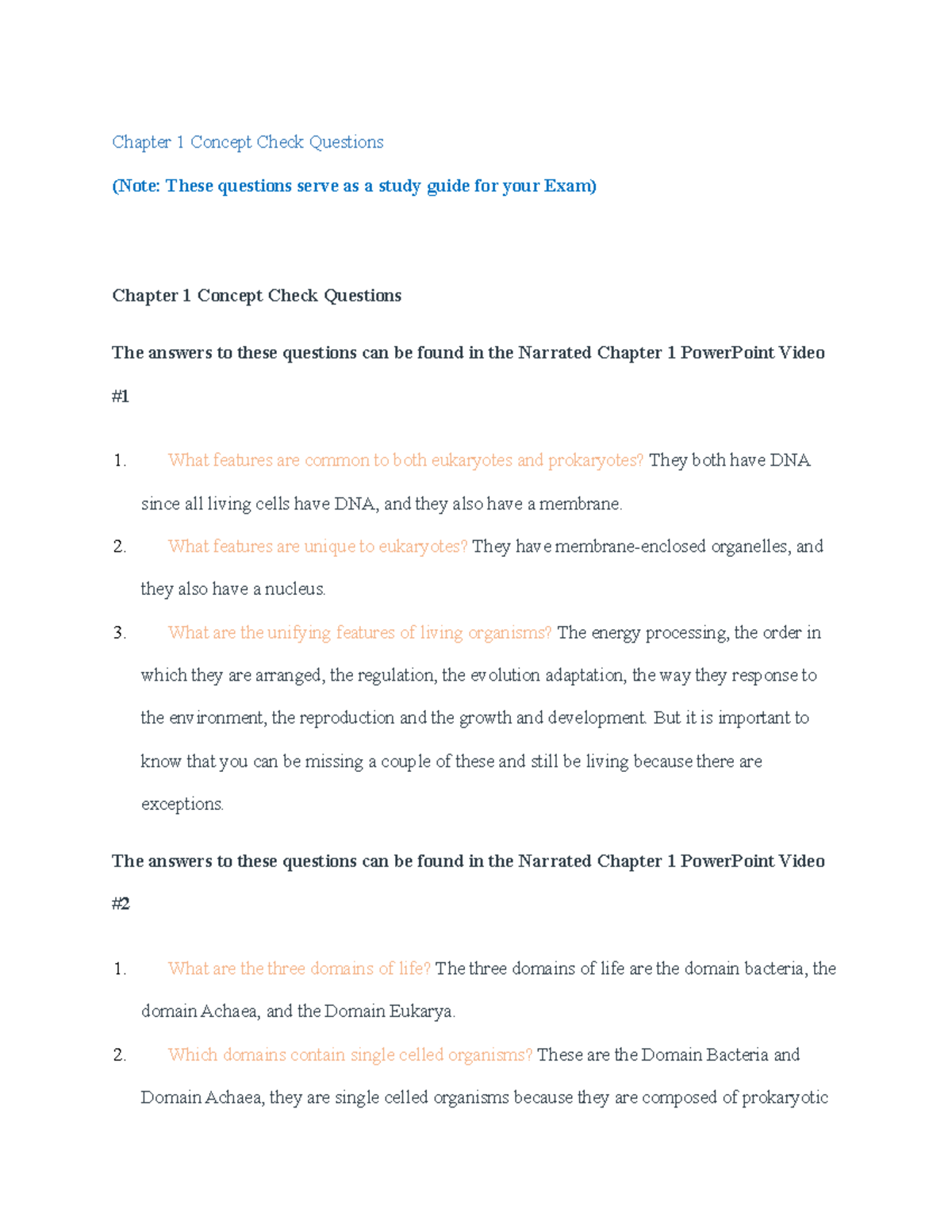 Ch. 1 The science of Biology / Evolution - Chapter 1 Concept Check ...