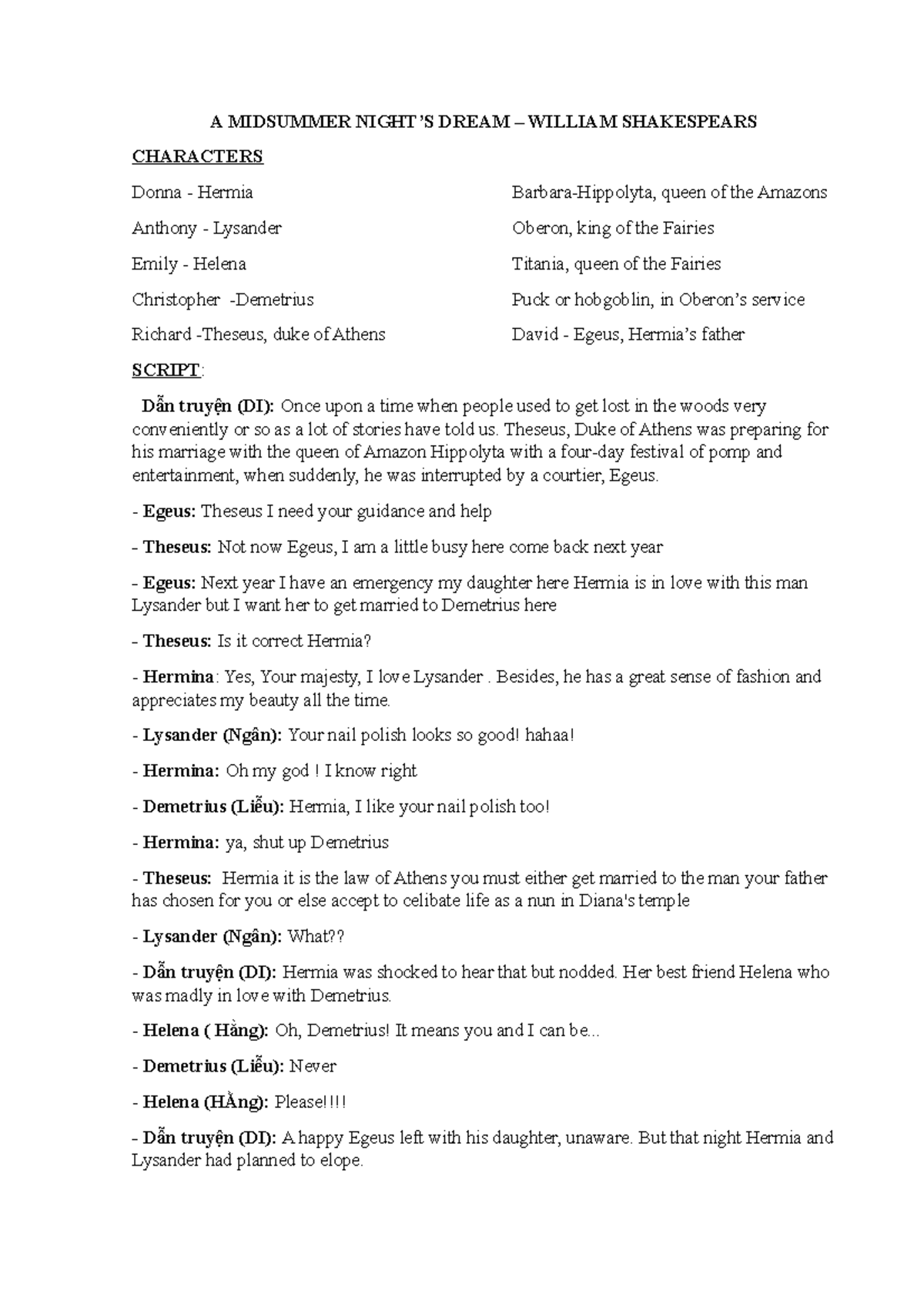 A midsummer night's dream by William Shakespears - A MIDSUMMER NIGHT’S ...