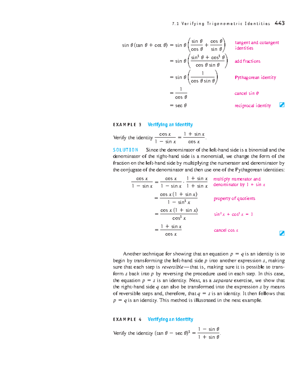 Algebra and Trigonometry with Analytic Geometry-47 - 7. 1 V e r i f y i ...