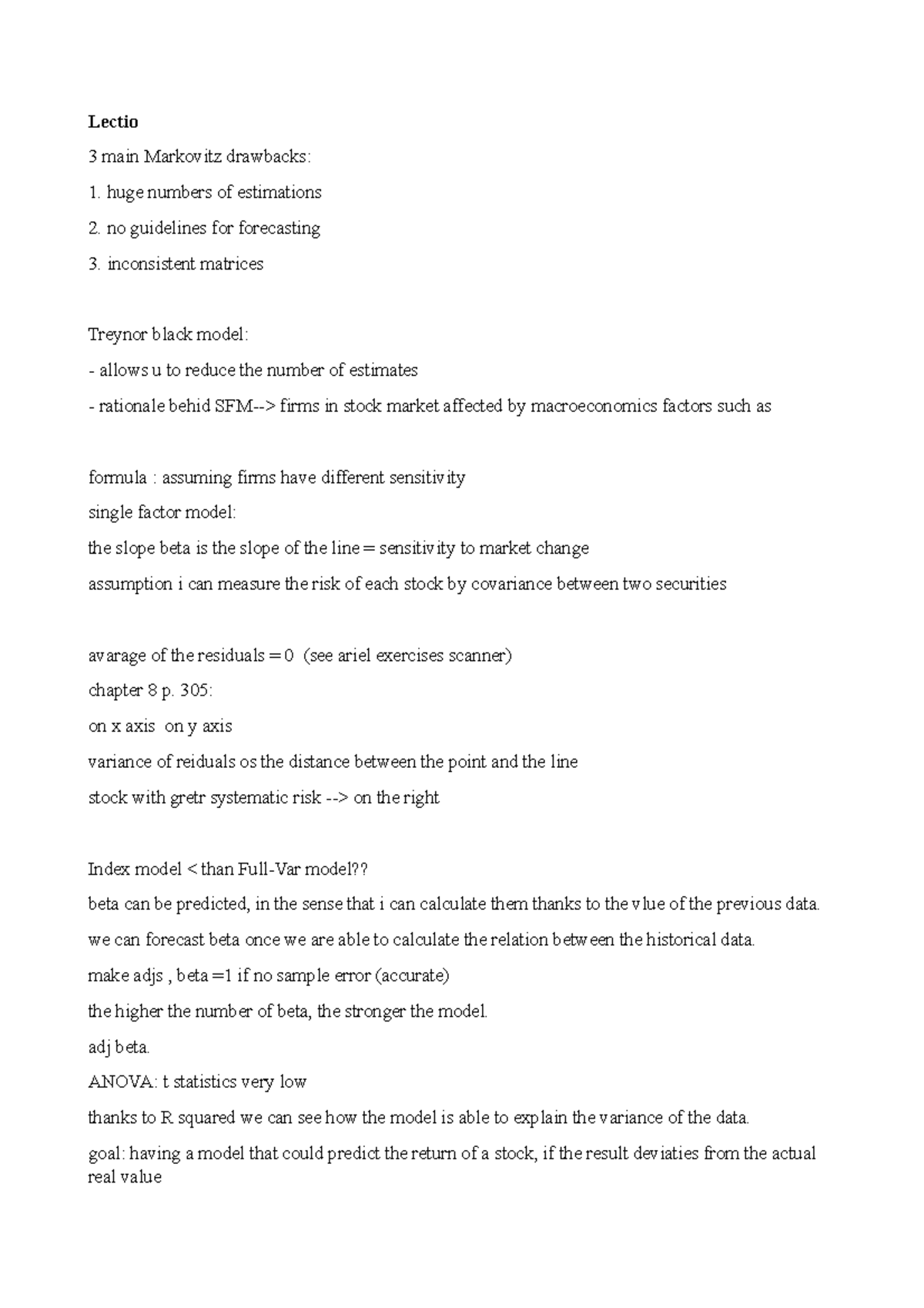 SIM CAPM - Single Index Model and Capital Asset Pricing Model notes ...