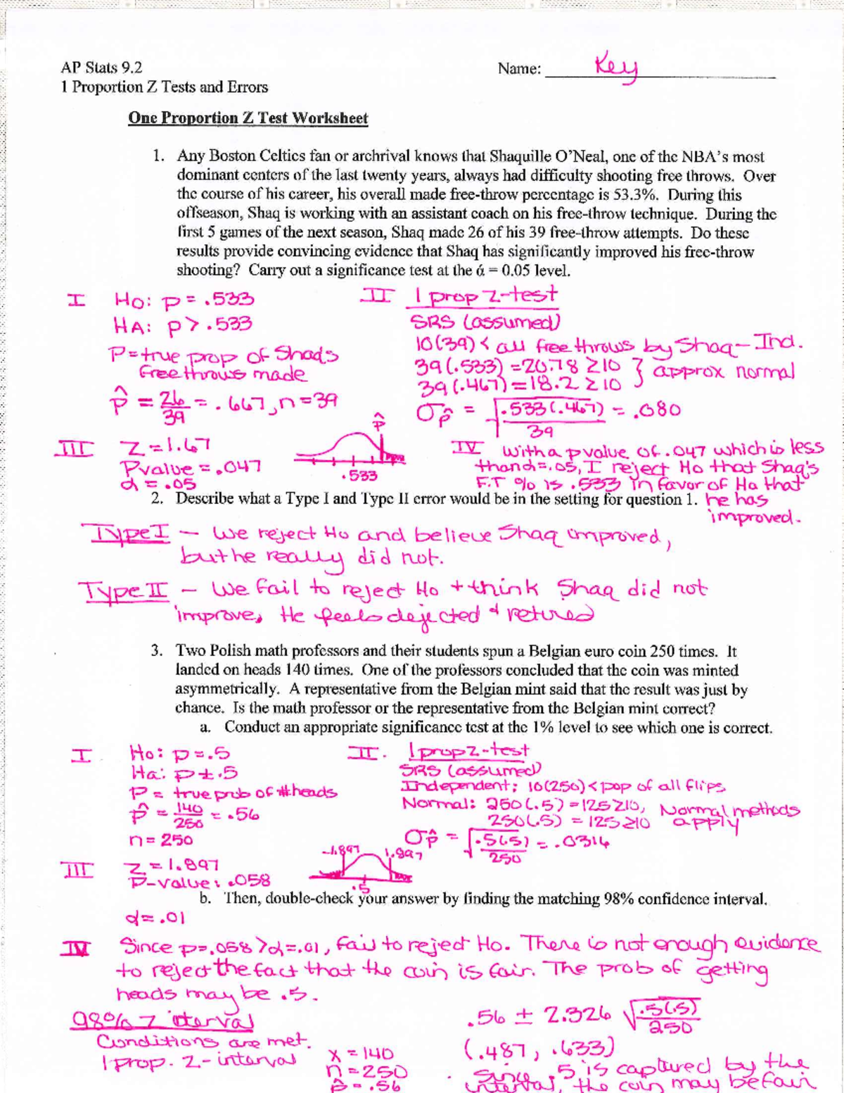 1 Prop Z Test Wkst Answers - PHYC 110 - Studocu