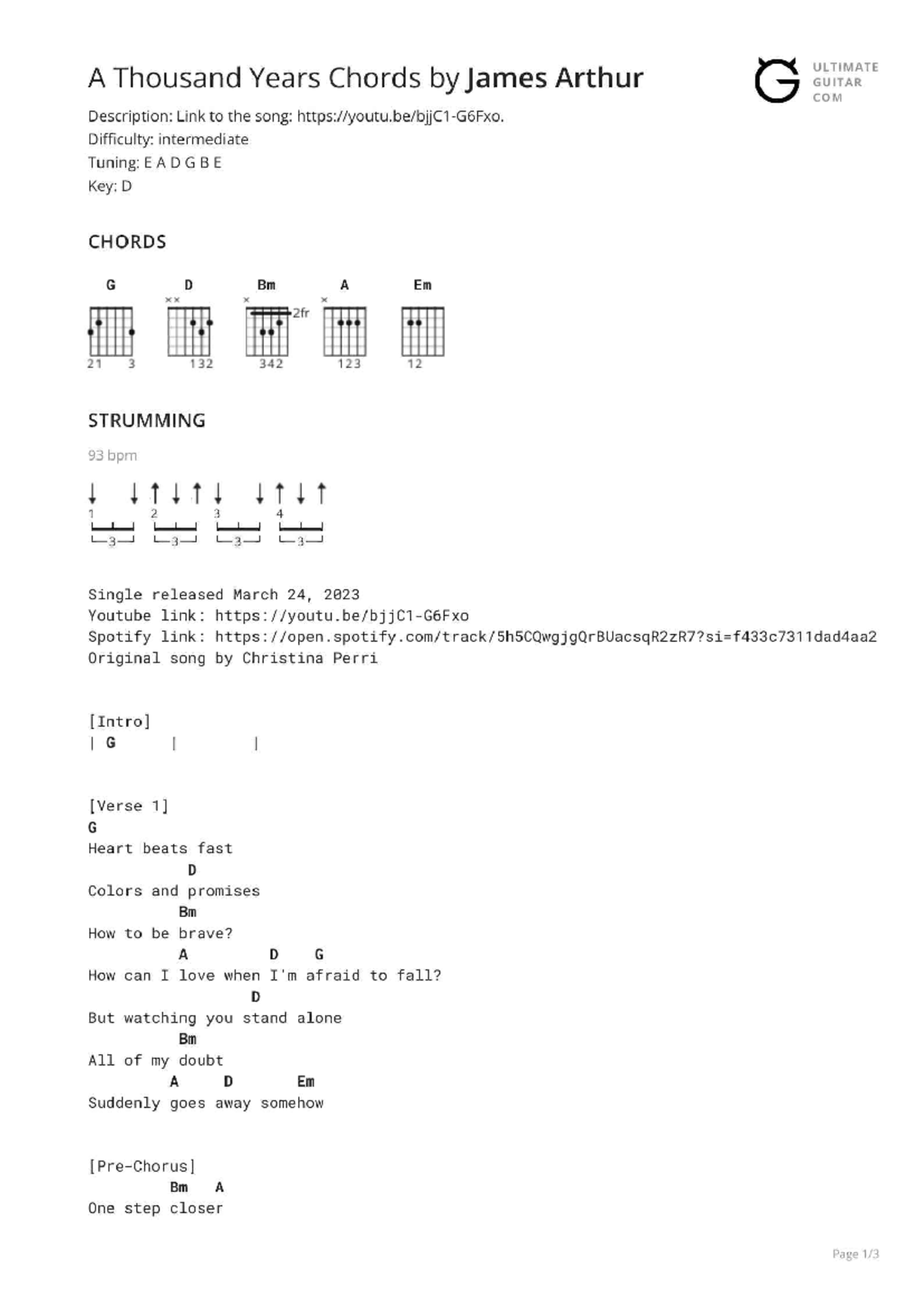 A thousand years chords - Studocu
