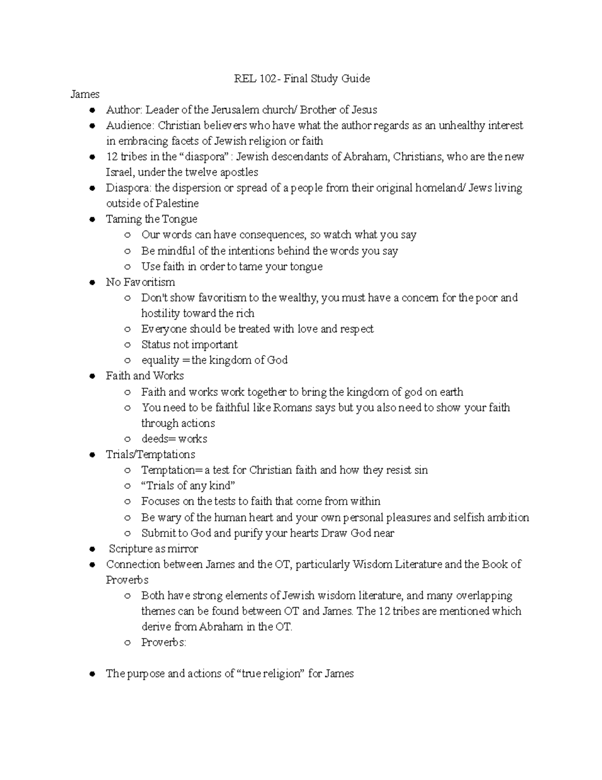 REL 102- Final Study Guide - REL 102- Final Study Guide James Author ...