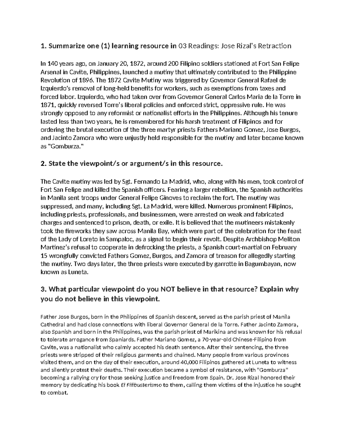 Cavitemutiny - 123letsgho - 1. Summarize one (1) learning resource in ...