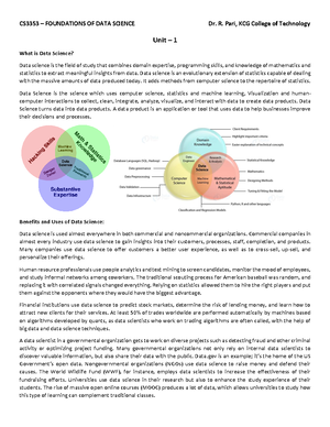 Unit 1 DATA SCIENCE - CS3353 Foundations of Data Science ALOK KUMAR Assistant Professor/CSE ...