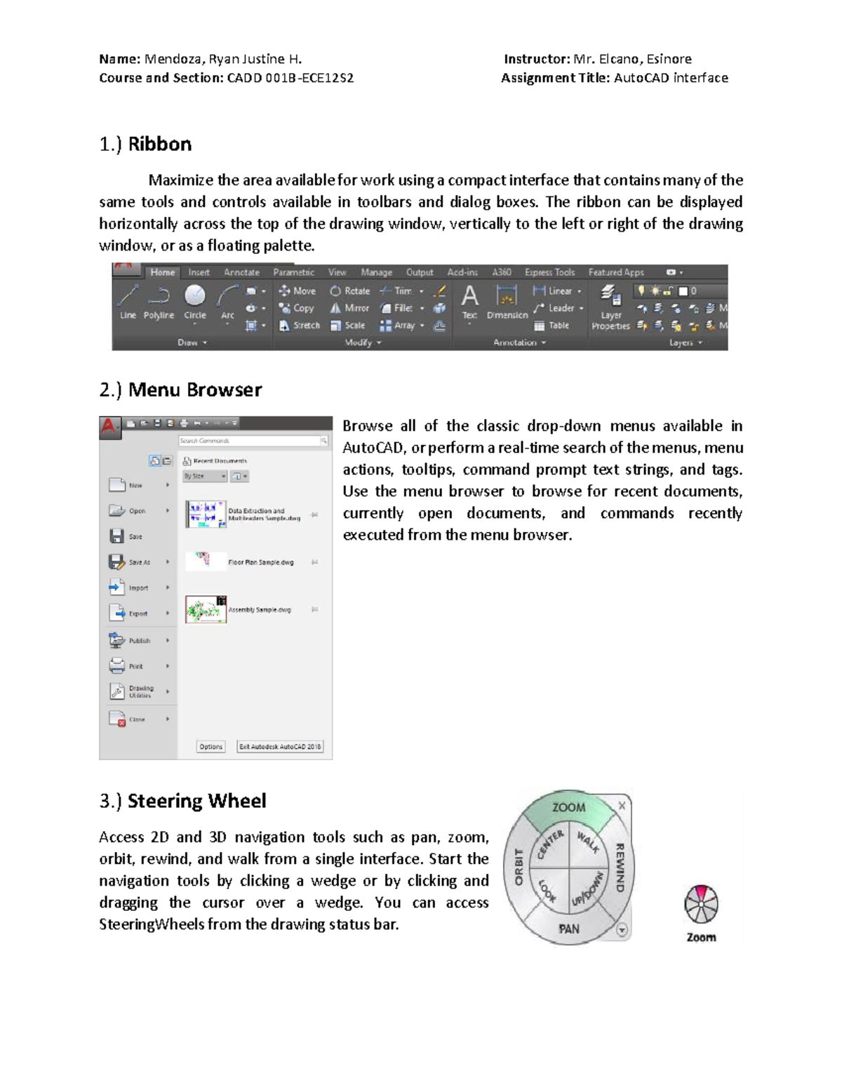 Assignment 1.1-Auto CAD Interface (Mendoza, Ryan) - Computer-Aided ...