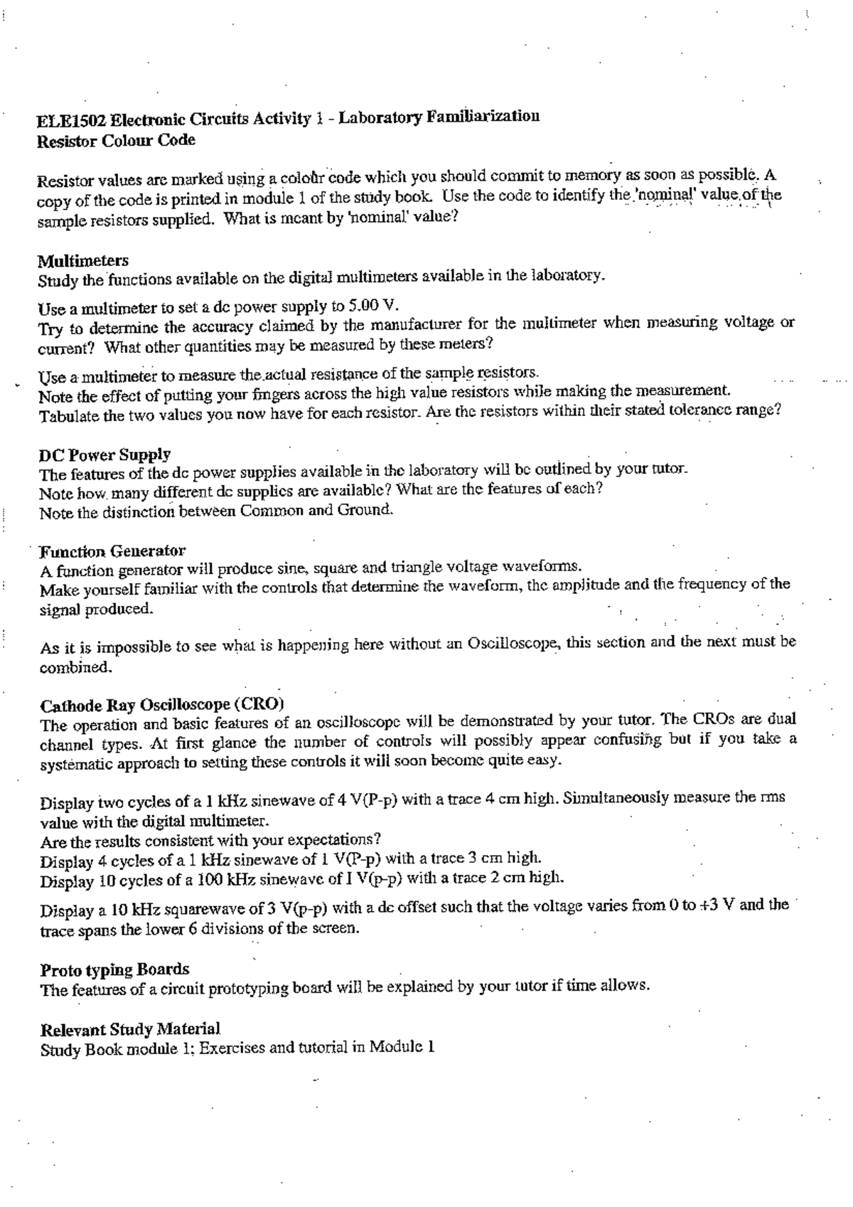 EC Tut1 - Tut - ELE1502 - Studocu