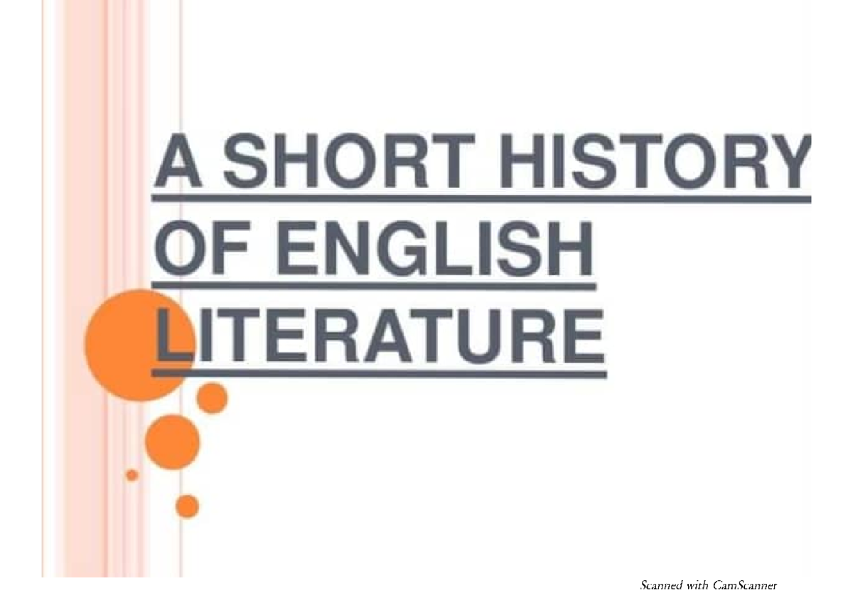 A short History of English literature - Studocu
