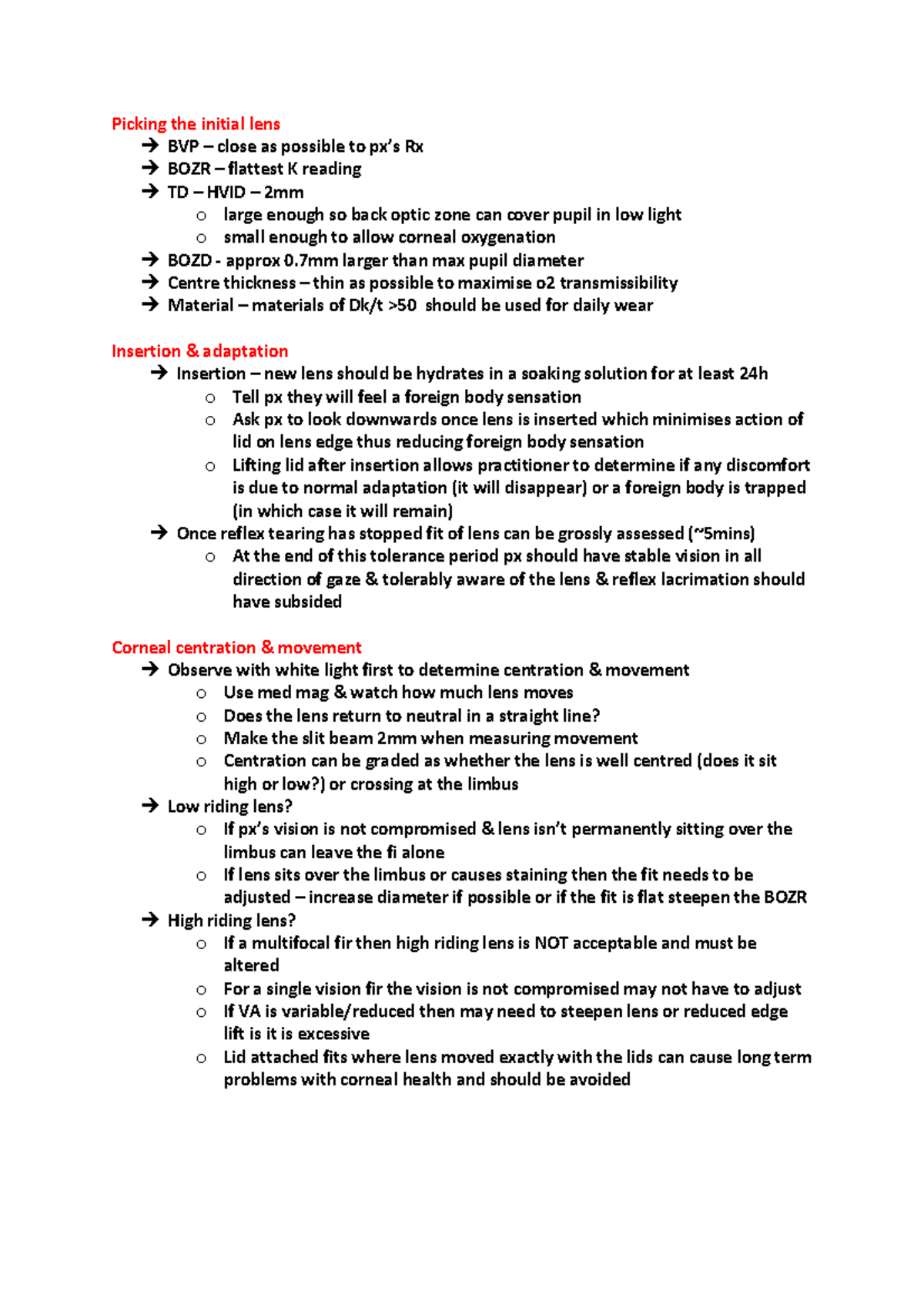 1.11 RGP FIT Assessment - notes - Picking the initial lens è BVP ...