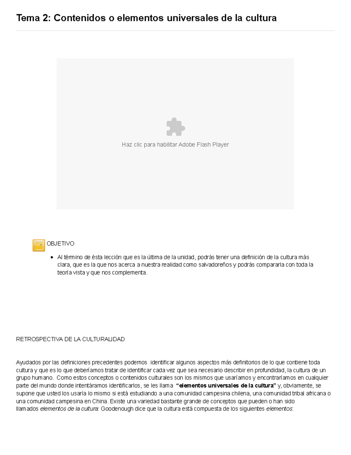 Tema 2 Contenidos o elementos universales de la cultura - RETROSPECTIVA ...