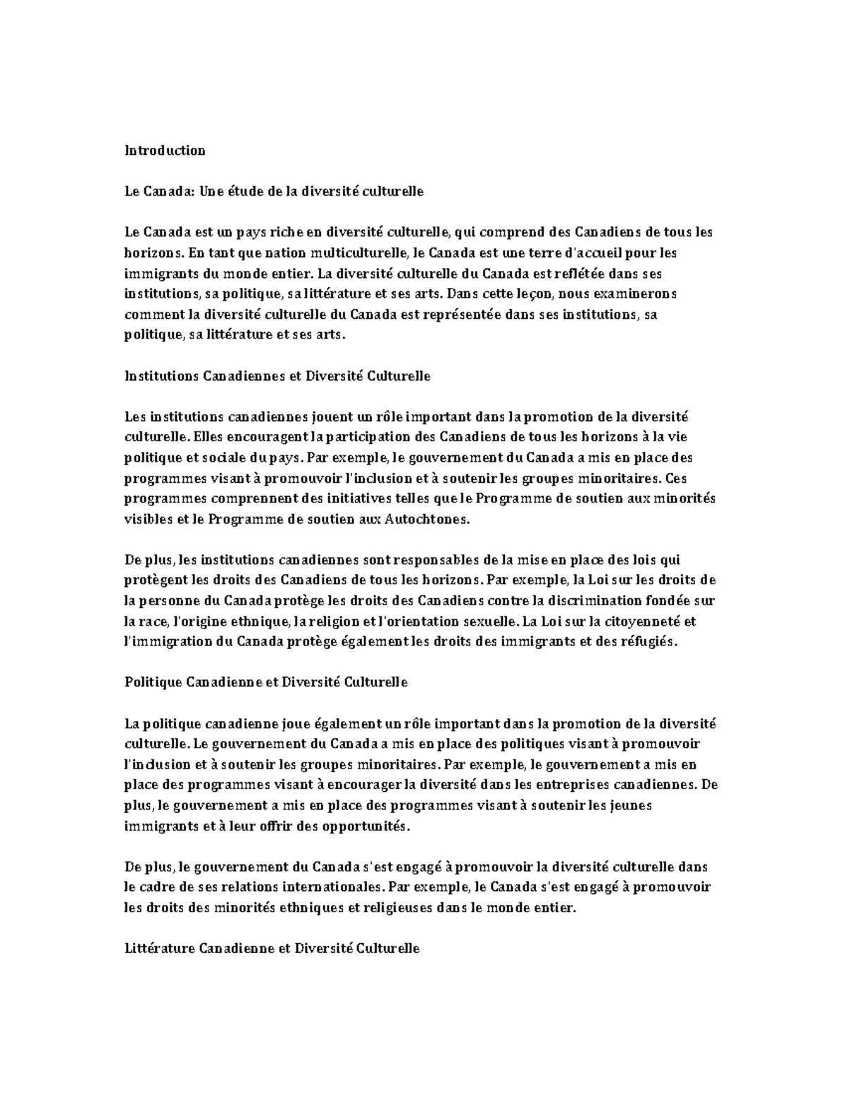 Canadian Studies - Introduction Le Canada: Une étude de la diversité ...