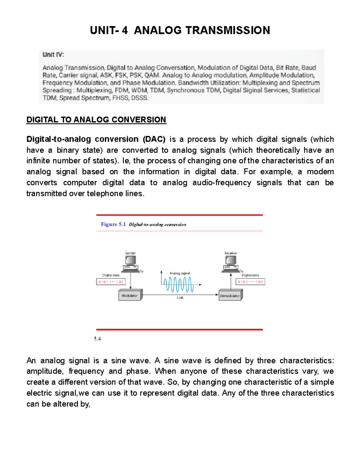 S2 DC unit-4 Analog Transmission - UNIT- 4 ANALOG TRANSMISSION DIGITAL ...