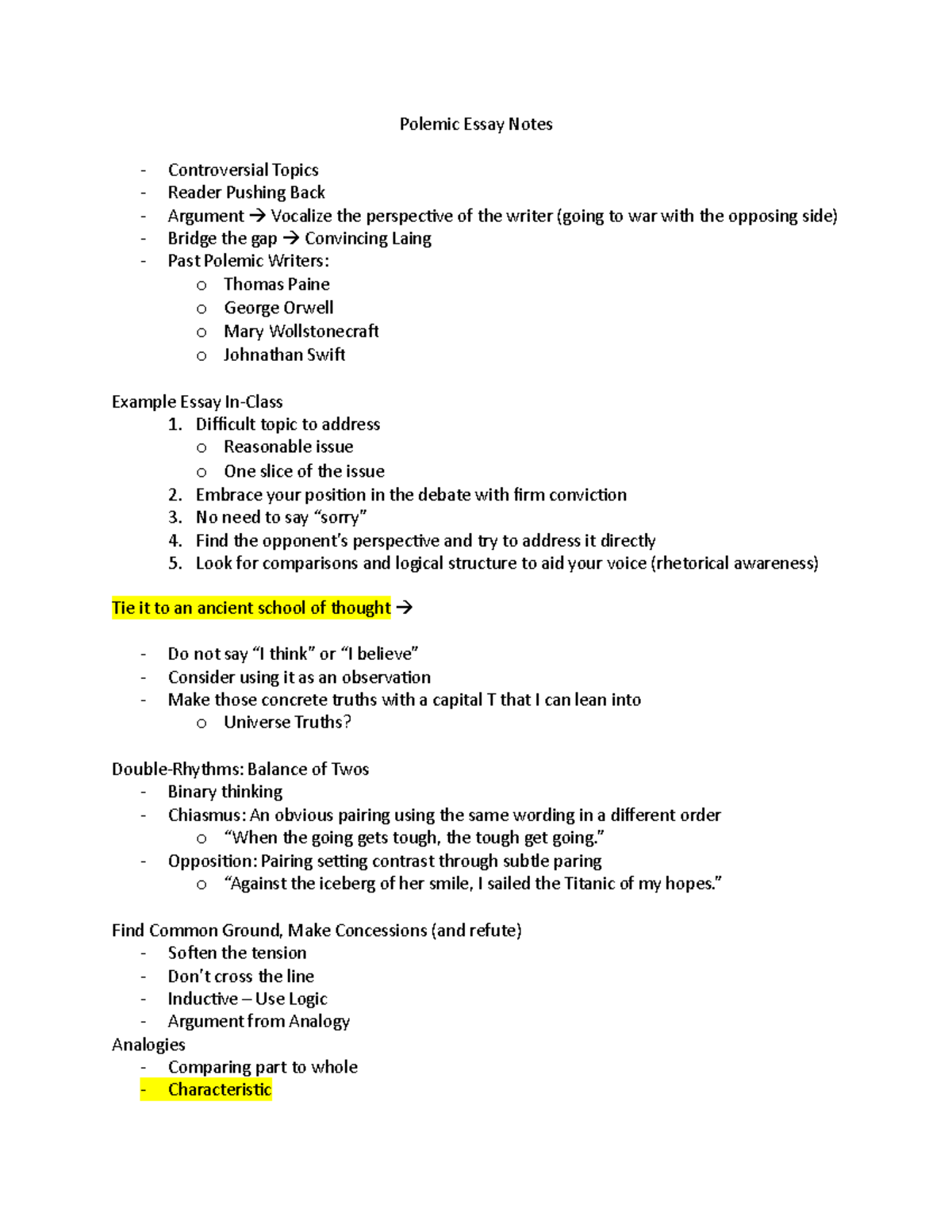 Polemic Essay Notes - Polemic Essay Notes Controversial Topics Reader ...