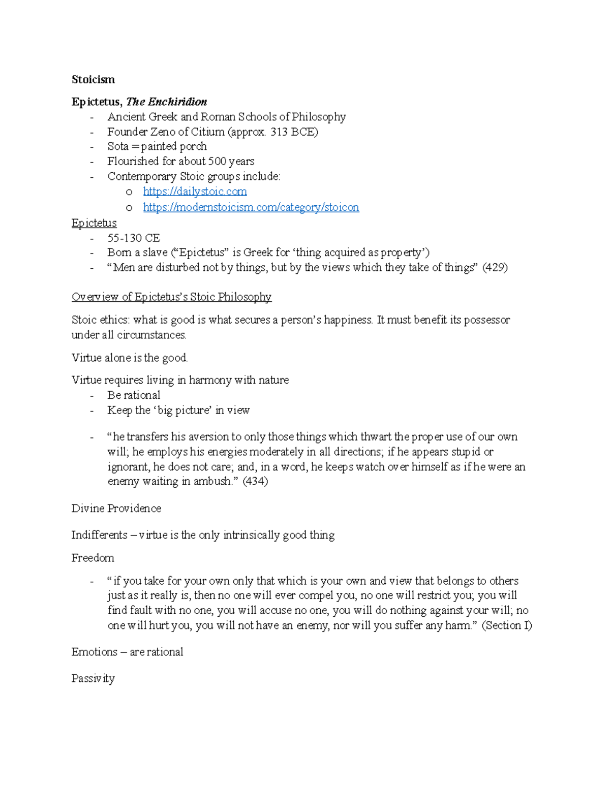 Stoicism - Prof Emer O'Hagan - Stoicism Epictetus, The Enchiridion ...