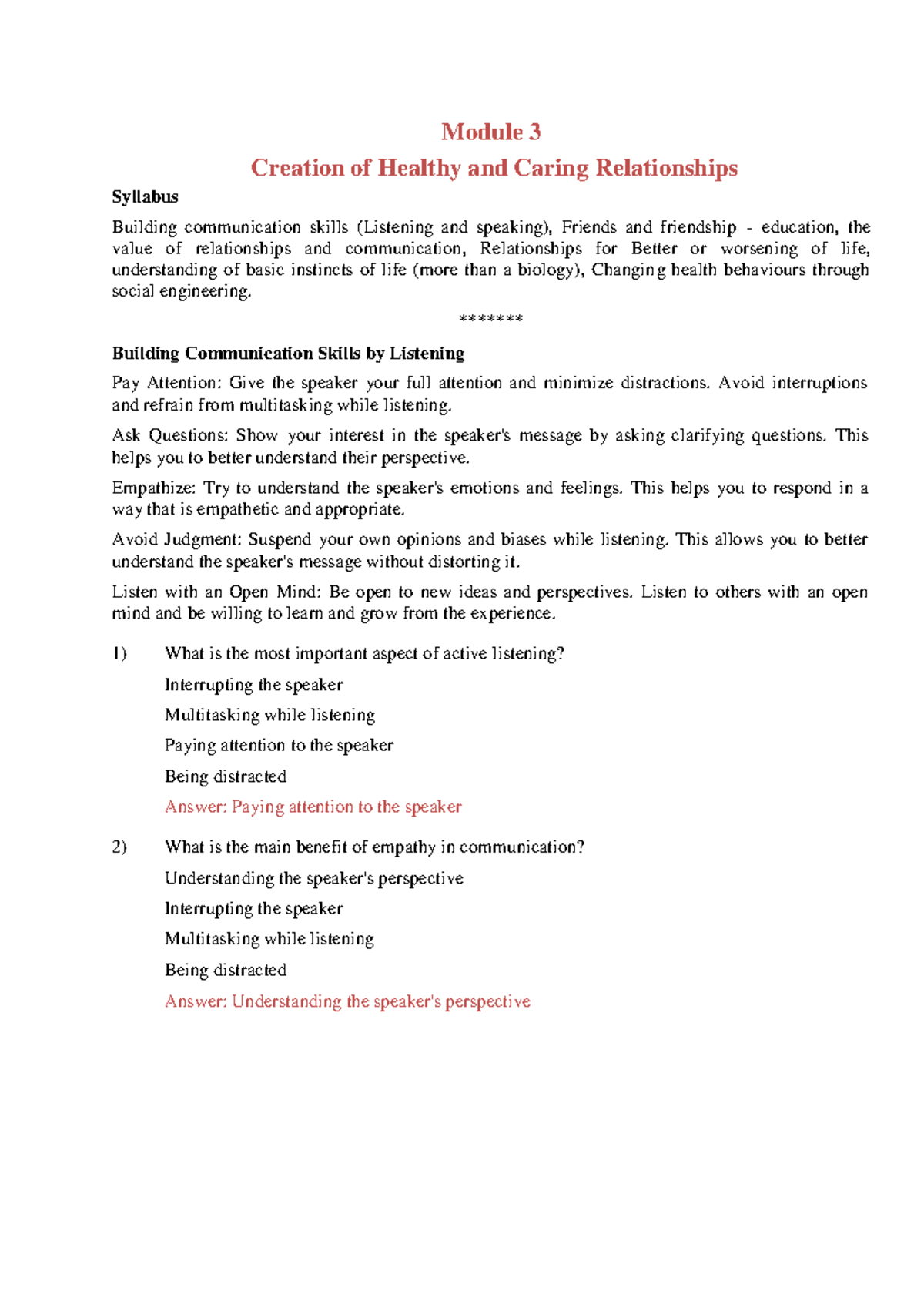 Module-3 - Syllabus Module 3 Creation of Healthy and Caring ...