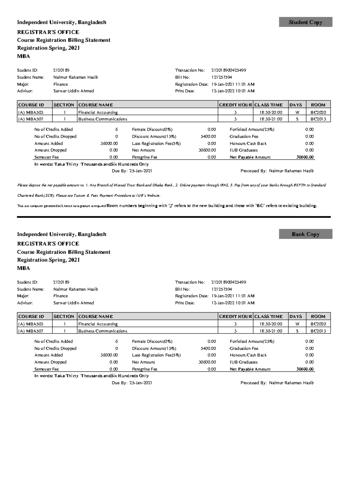 Registration Fee 212018 9 - Please deposit the net payable amount to: 1 ...