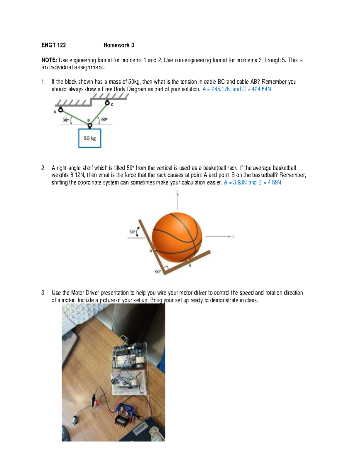 Homework 3 (partial finished)- ENGT 122 - ENGT 122 Homework 3 NOTE: Use engineering format for ...