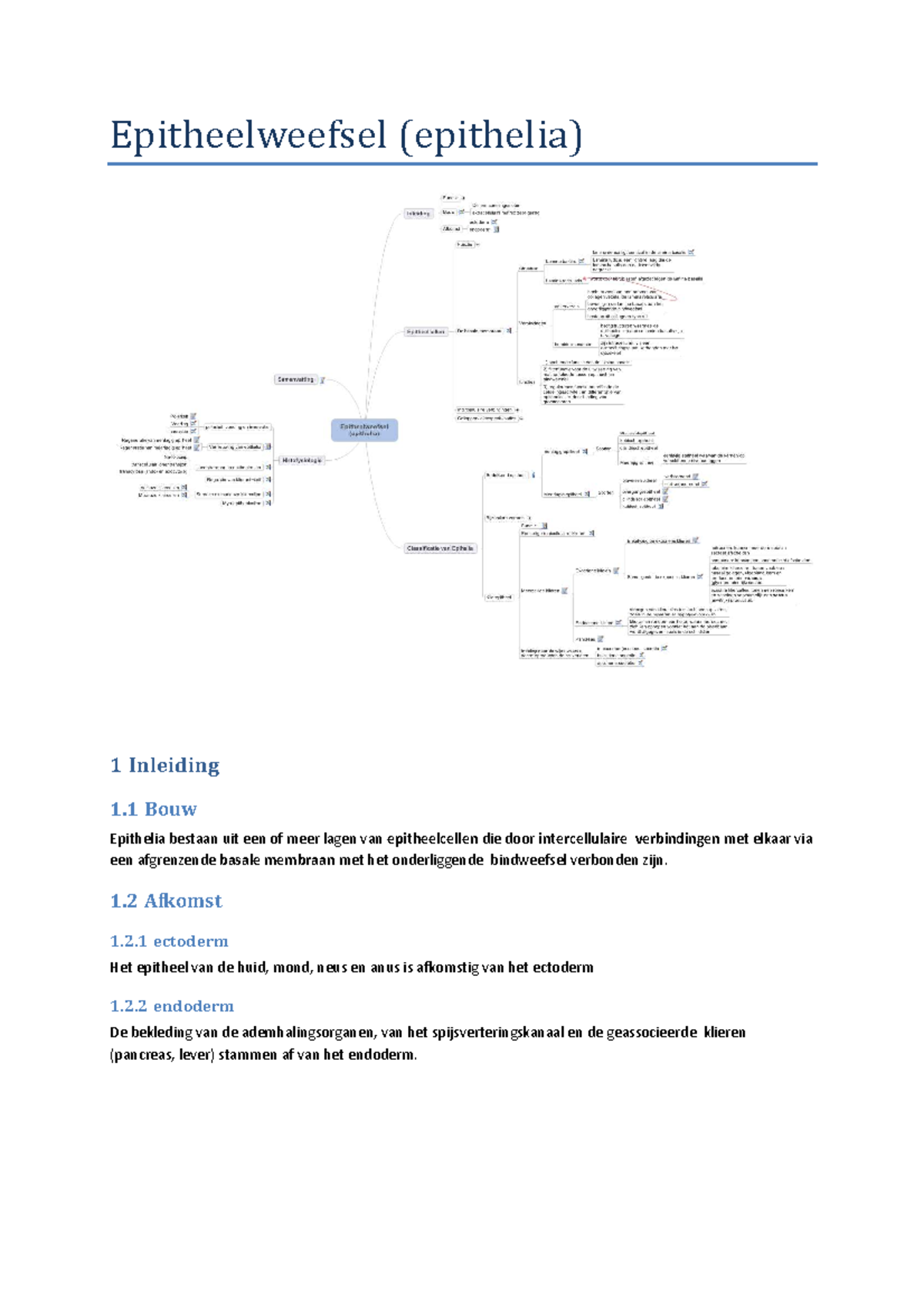 Werkstuk Epitheelweefsel - Epitheelweefsel (epithelia) 1 Inleiding 1 ...
