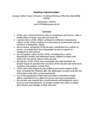 08 Reading paper - New Sensibilities - Reading response paper Andreas ...