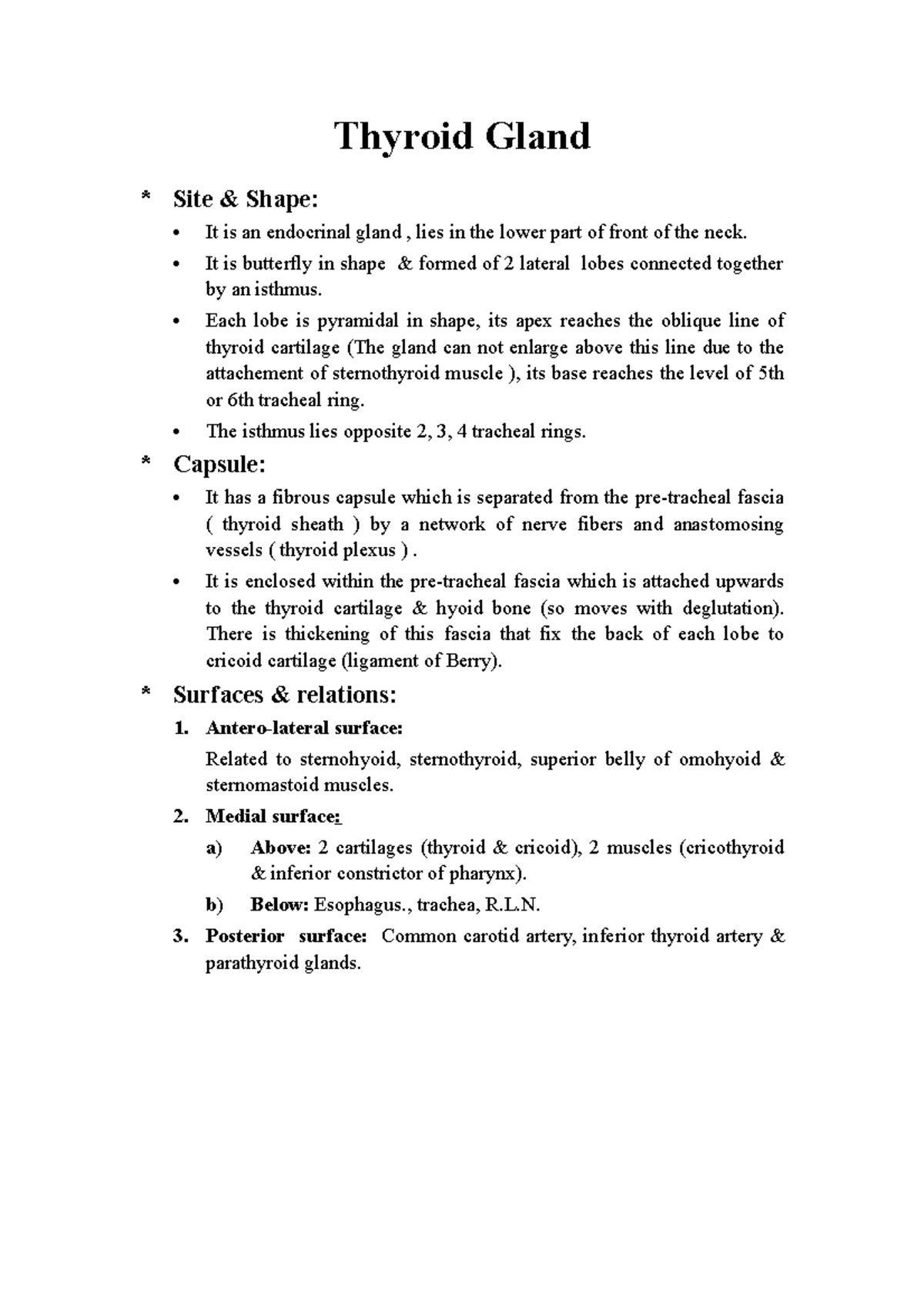 Anatomy thyroid 2017 - a lecture note - Thyroid Gland * Site & Shape ...