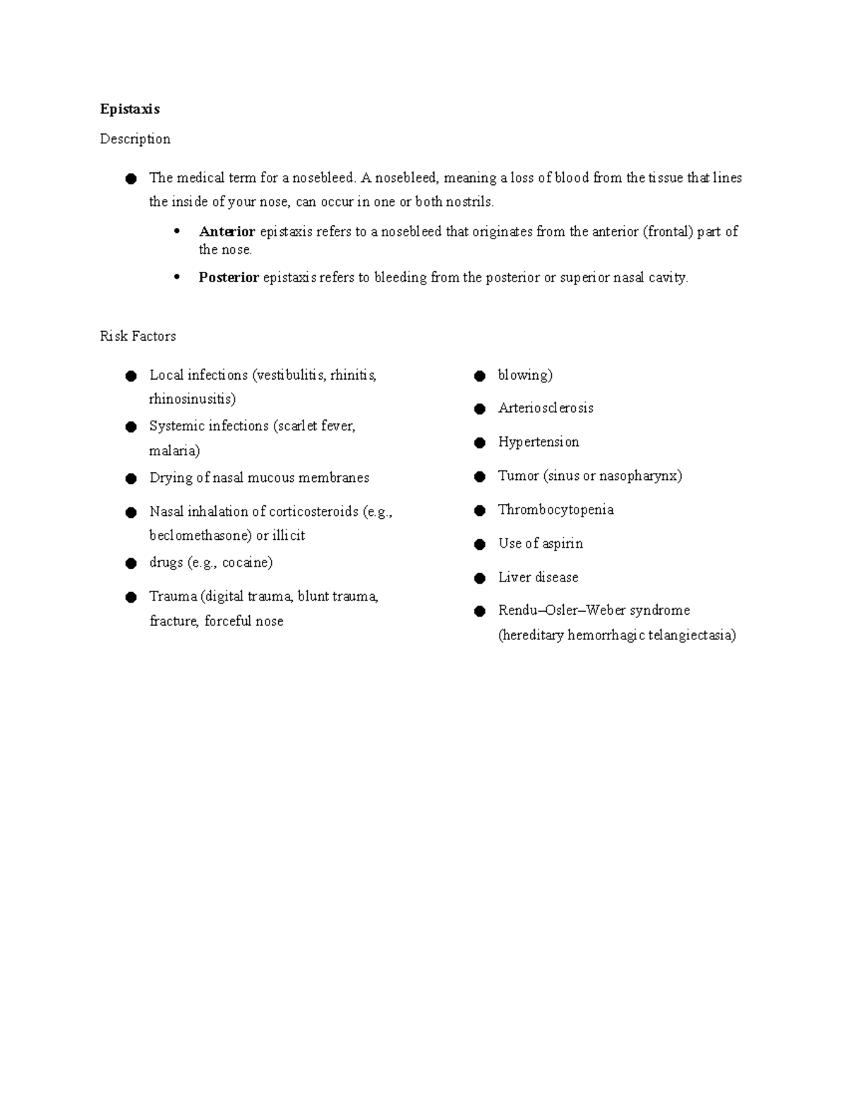 Epistaxis MANU - Manuscript - Epistaxis Description The medical term ...