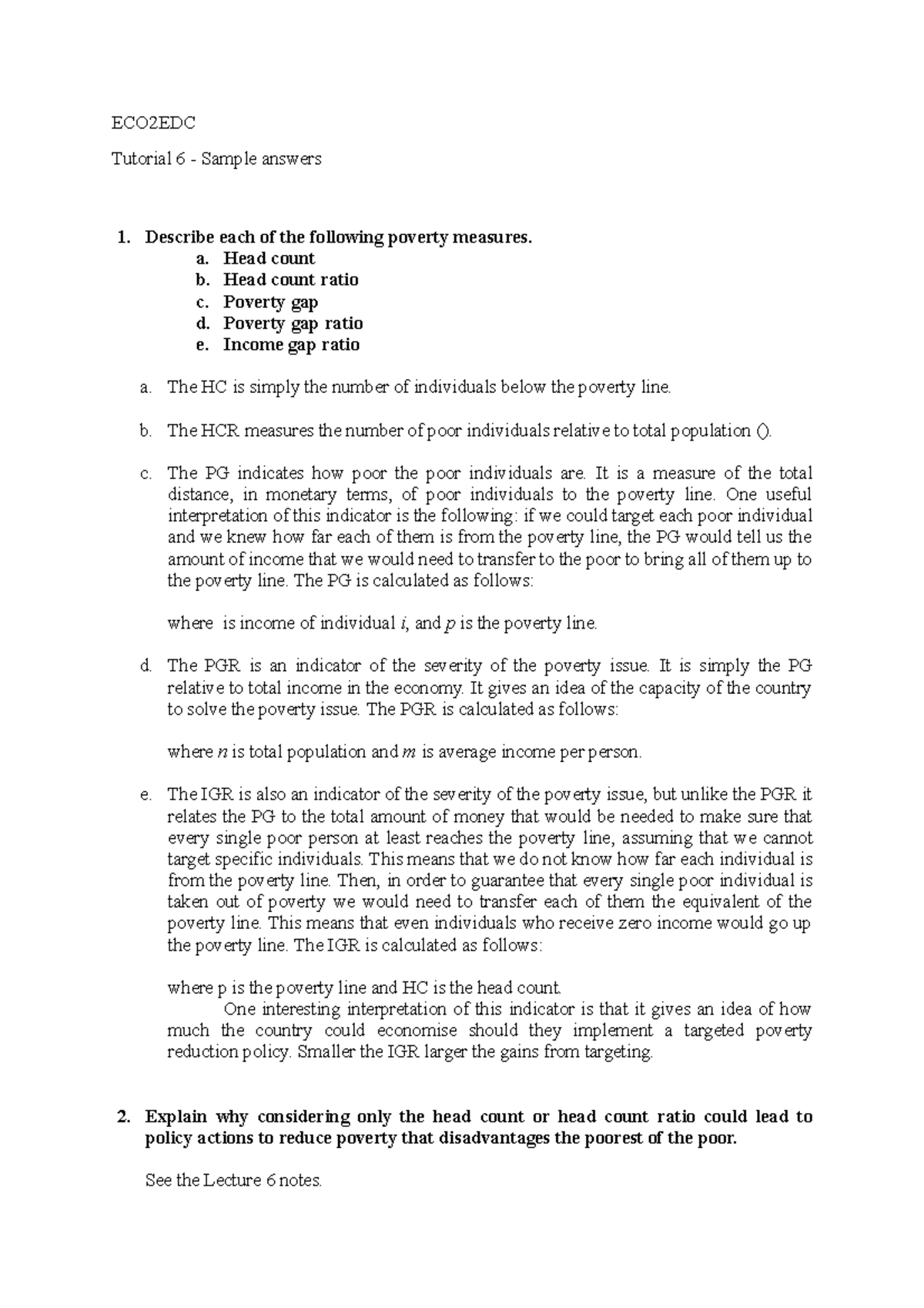 Tutorial 6 ans - ECO2EDC Tutorial 6 - Sample answers 1. Describe each ...