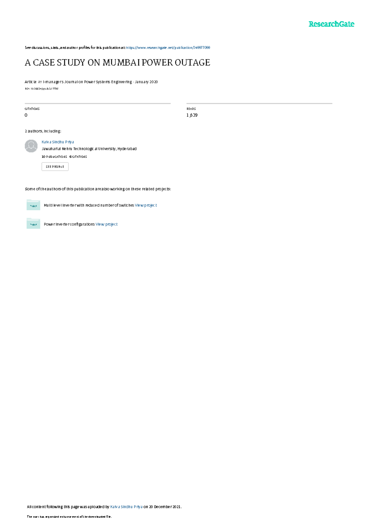 Poweroutagecasestudy - See discussions, stats, and author profiles for ...