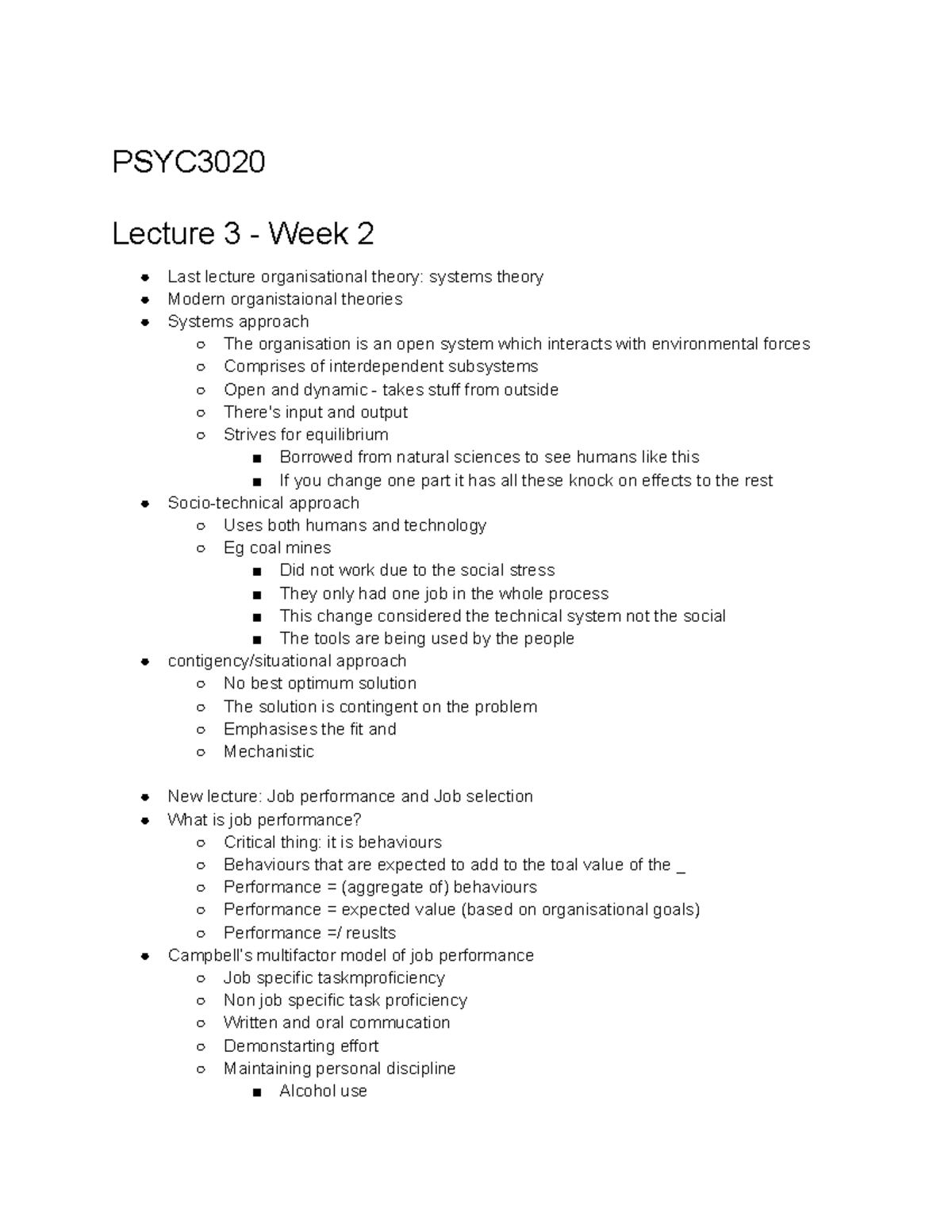 Psyc3020 Lecture 3 Psyc Lecture 3 Week 2 Last Lecture