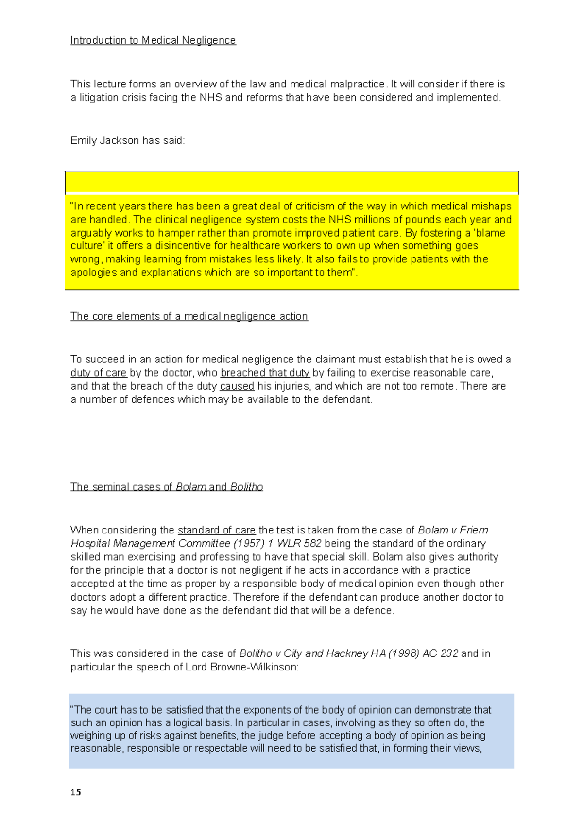 Medical Negligence - Introduction to Medical Negligence This lecture ...