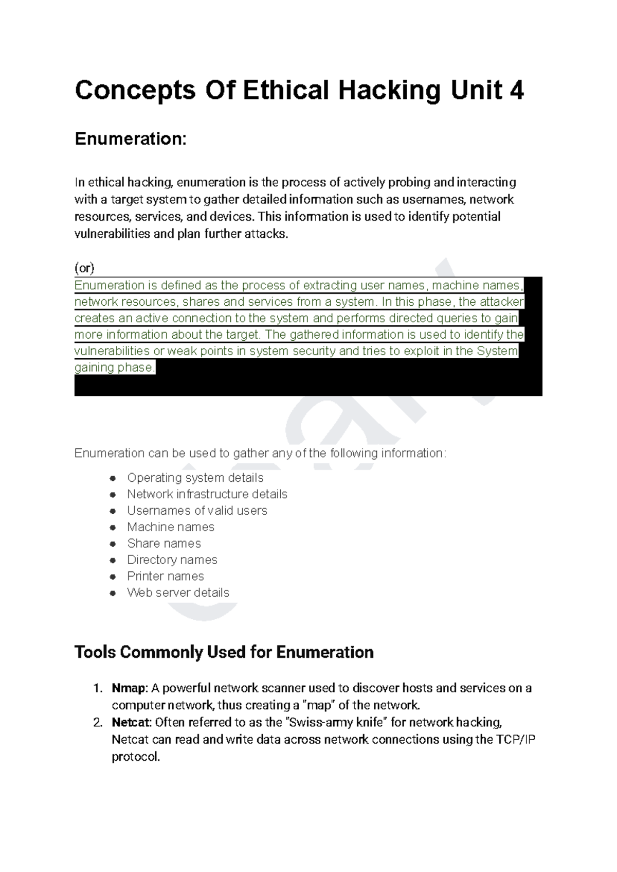 Concepts Of Ethical Hacking Unit 4 - chary Concepts Of Ethical Hacking Unit 4 Enumeration: In ...