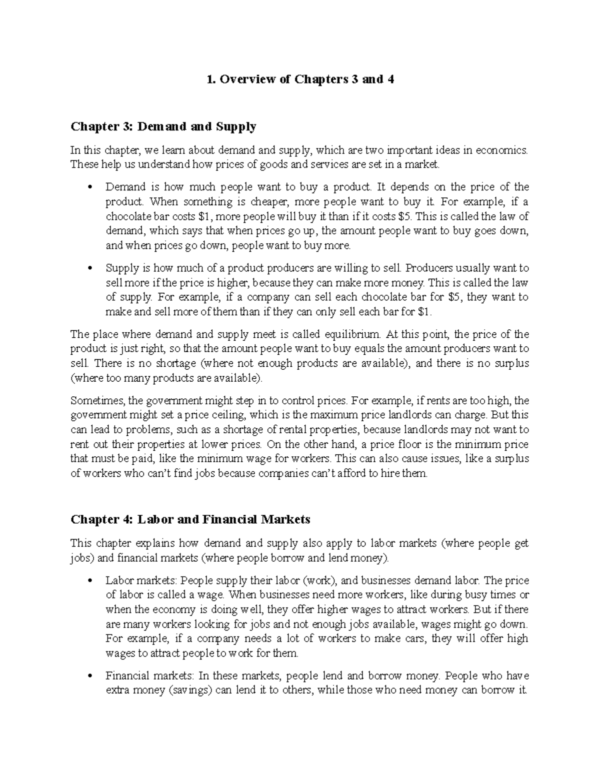 Summary #2 covers Chapters 3 & 4 - 1. Overview of Chapters 3 and 4 ...