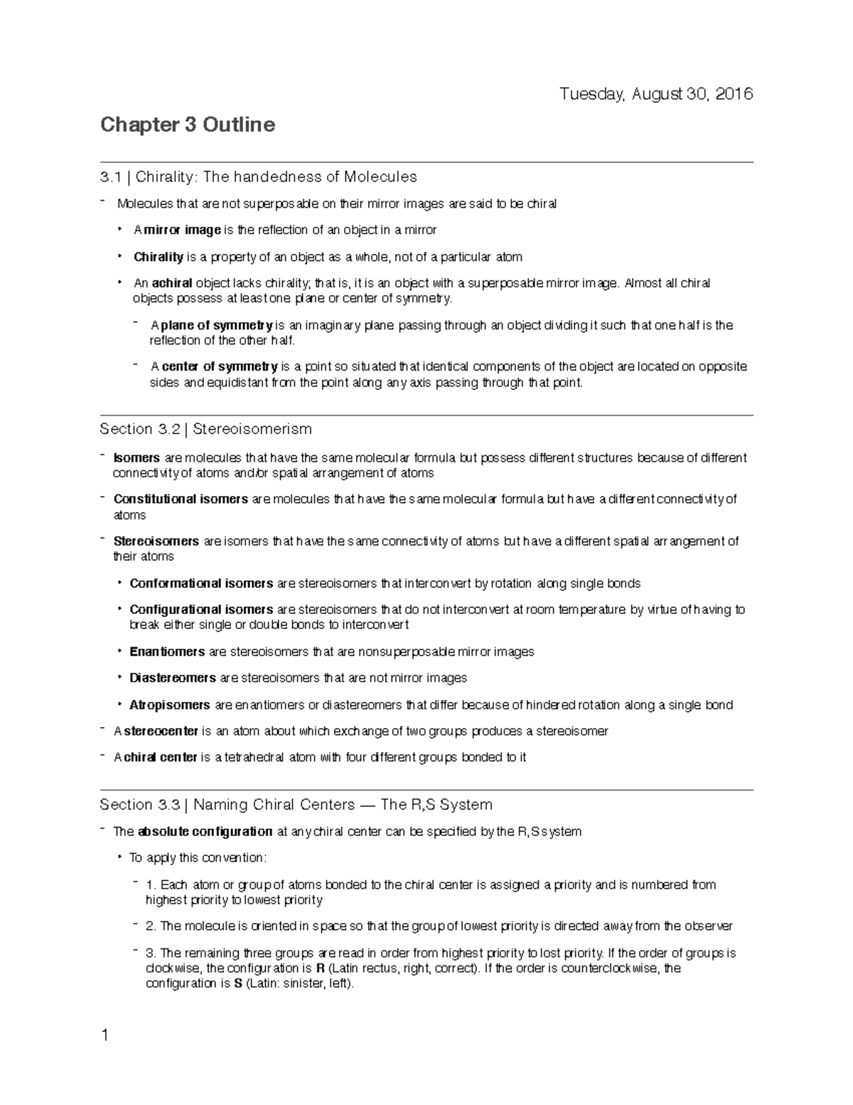 Chapter 3 Outline - Tuesday, August 30, 2016 Chapter 3 Outline 3 ...