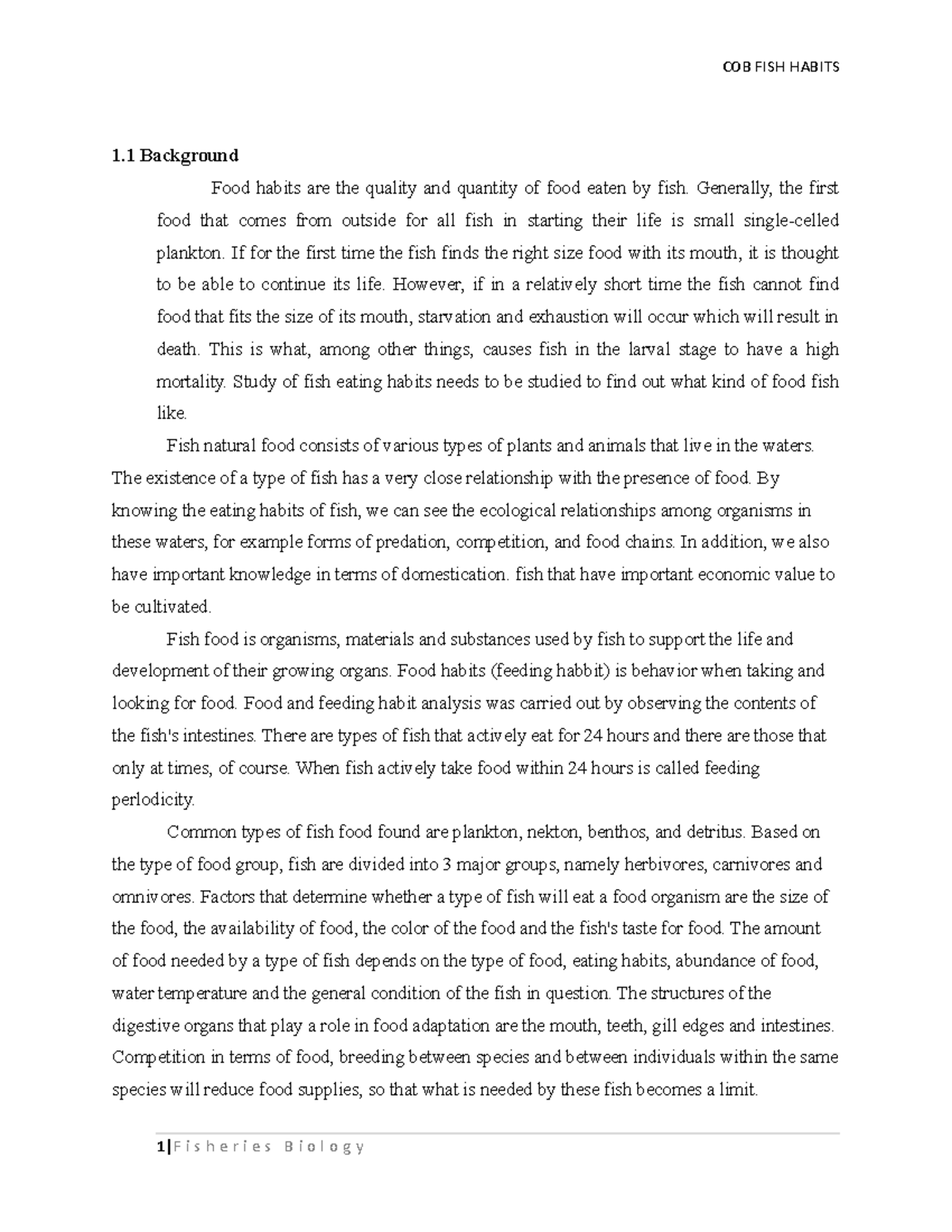 COB FISH Habits - 1 Background Food habits are the quality and quantity ...