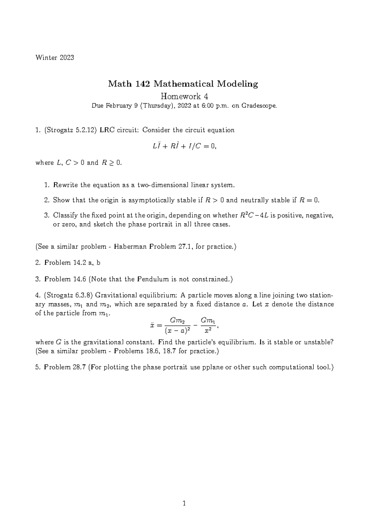 Homework 4 Hw4 For Math142 Winter 2023 Math 142 Mathematical