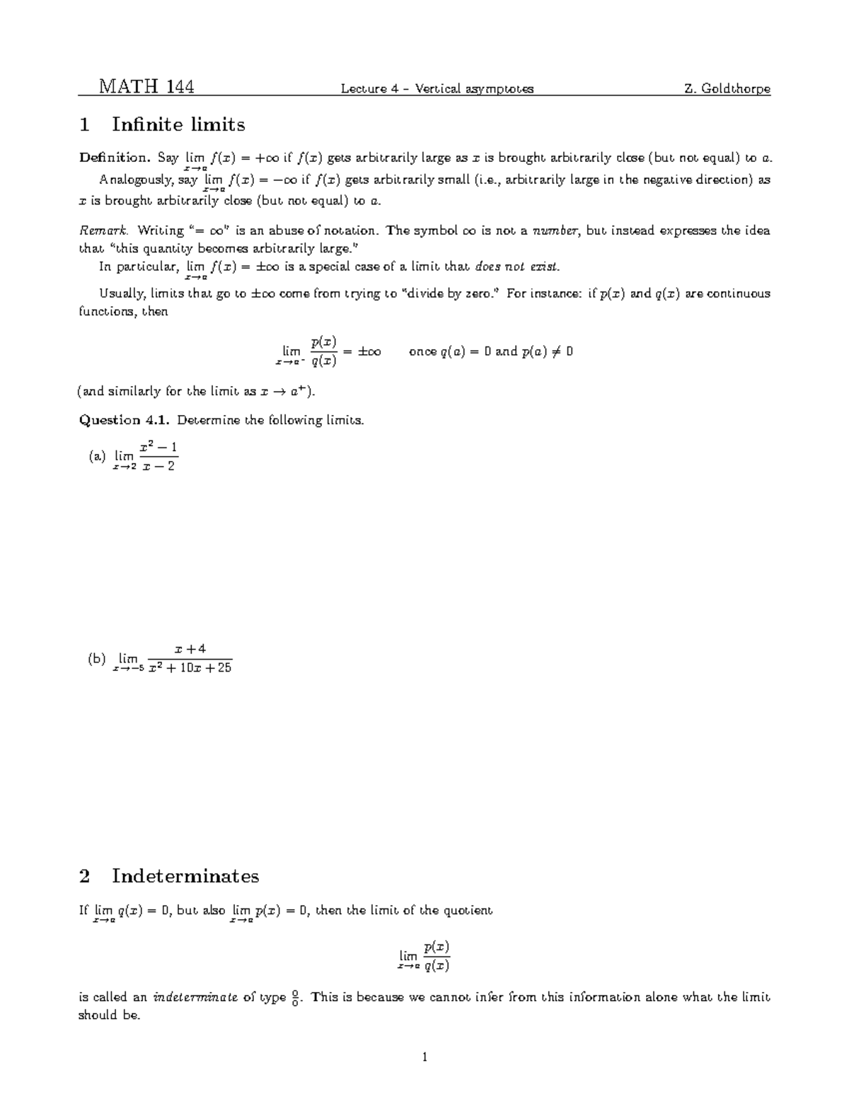 3 - Zach Goldthorpe chapter summary sheets (Limits) subtopic 3.2 ...
