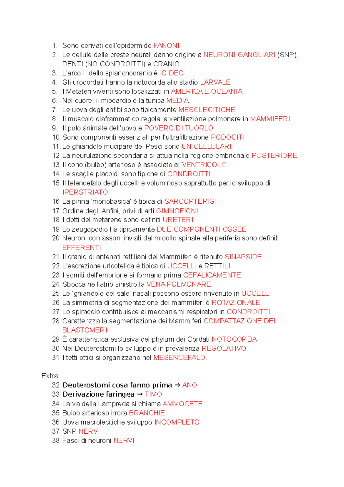 Risposte Anatomia Comparata - Sono derivati dell’epidermide FANONI Le ...