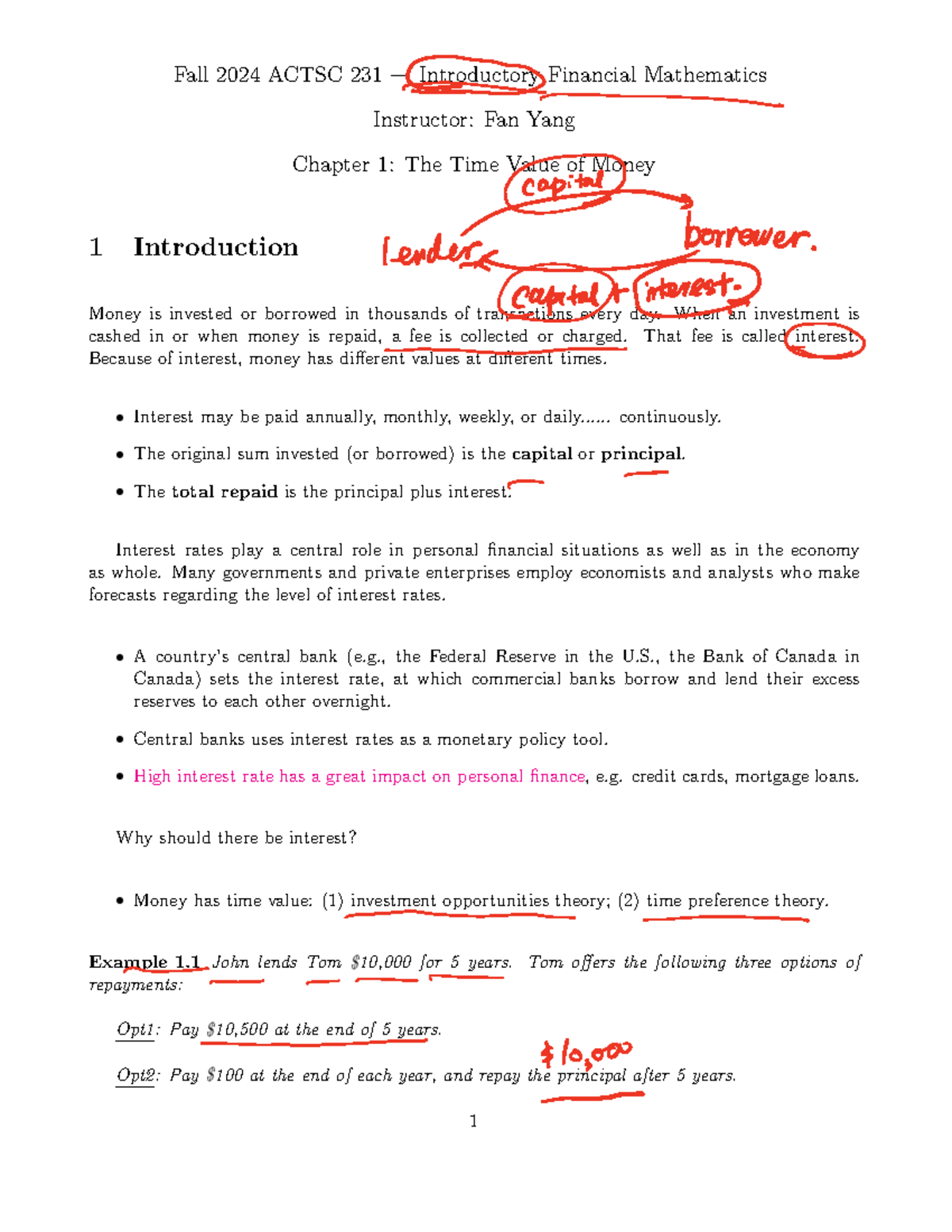 Ch1 note for mathmatical finance - Act230H1 - U of T - Studocu