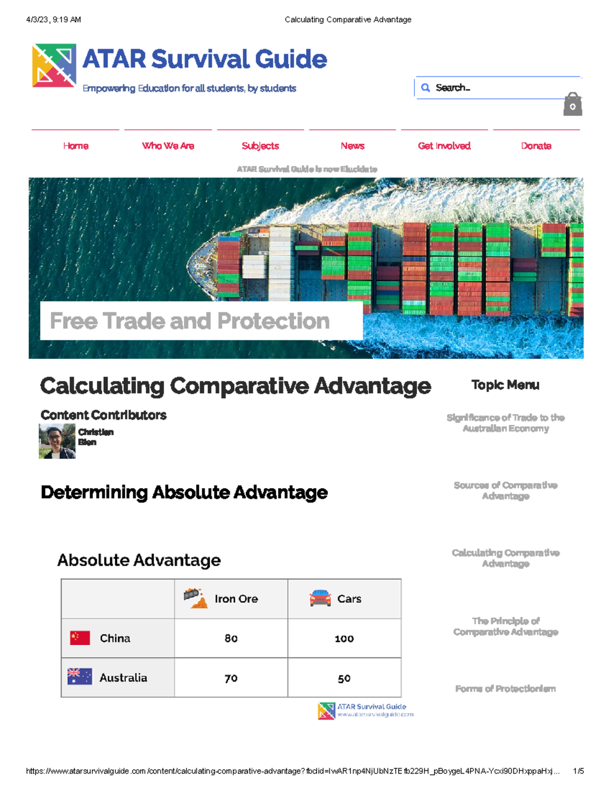 Calculating Comparative Advantage - ATAR Survival Guide Empowering ...