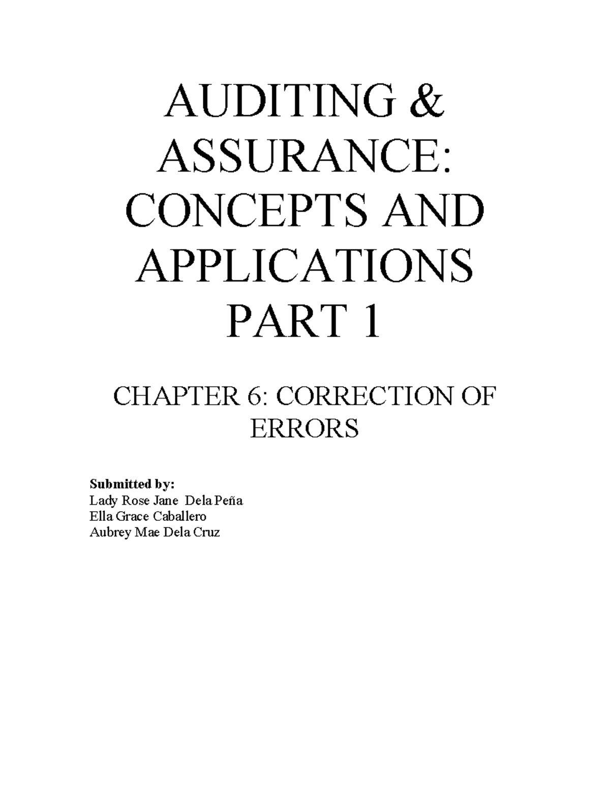 Auditing COverpage - Basic Accounting - AUDITING & ASSURANCE: CONCEPTS AND APPLICATIONS PART 1 ...
