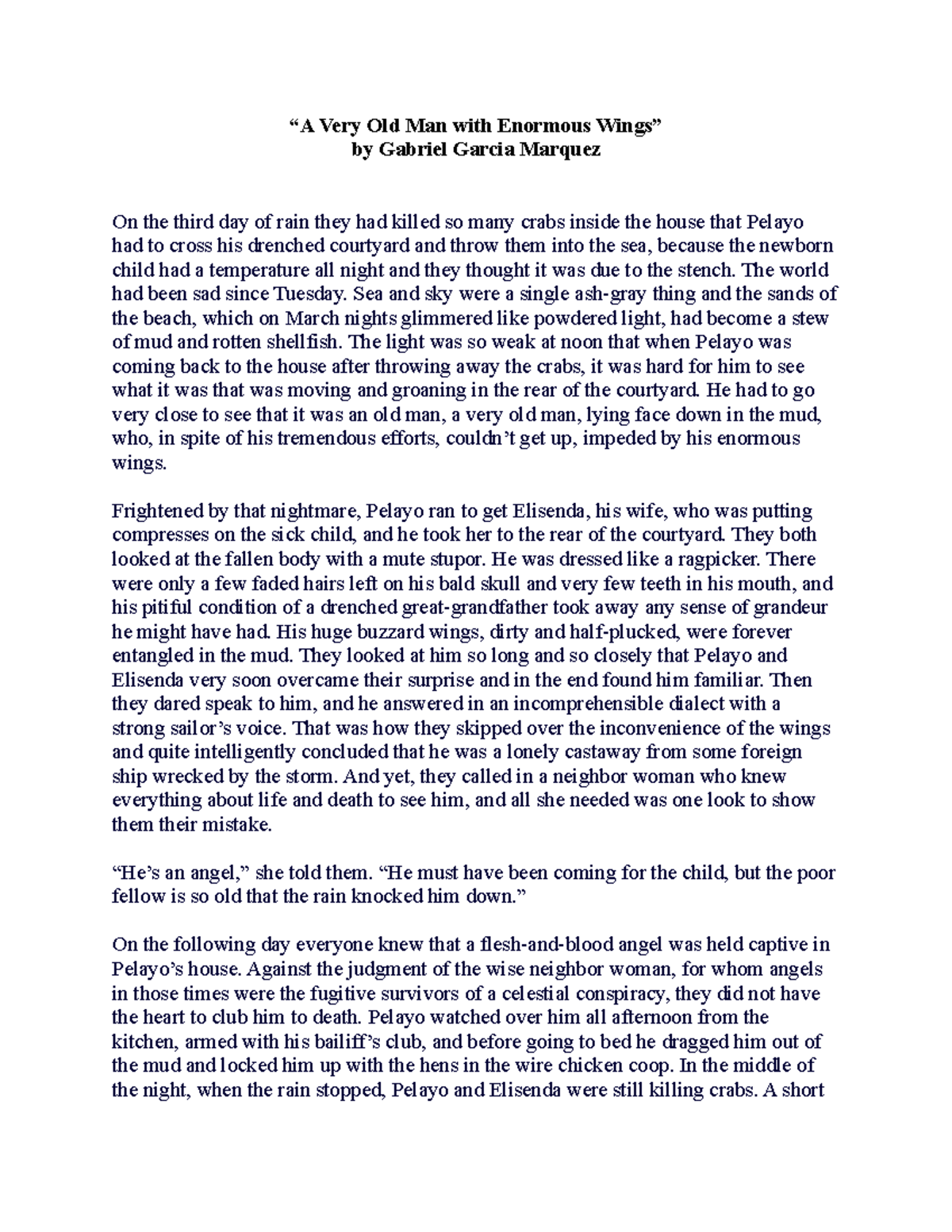 A Very Old Man with Enormous Wings v2 - “A Very Old Man with Enormous ...