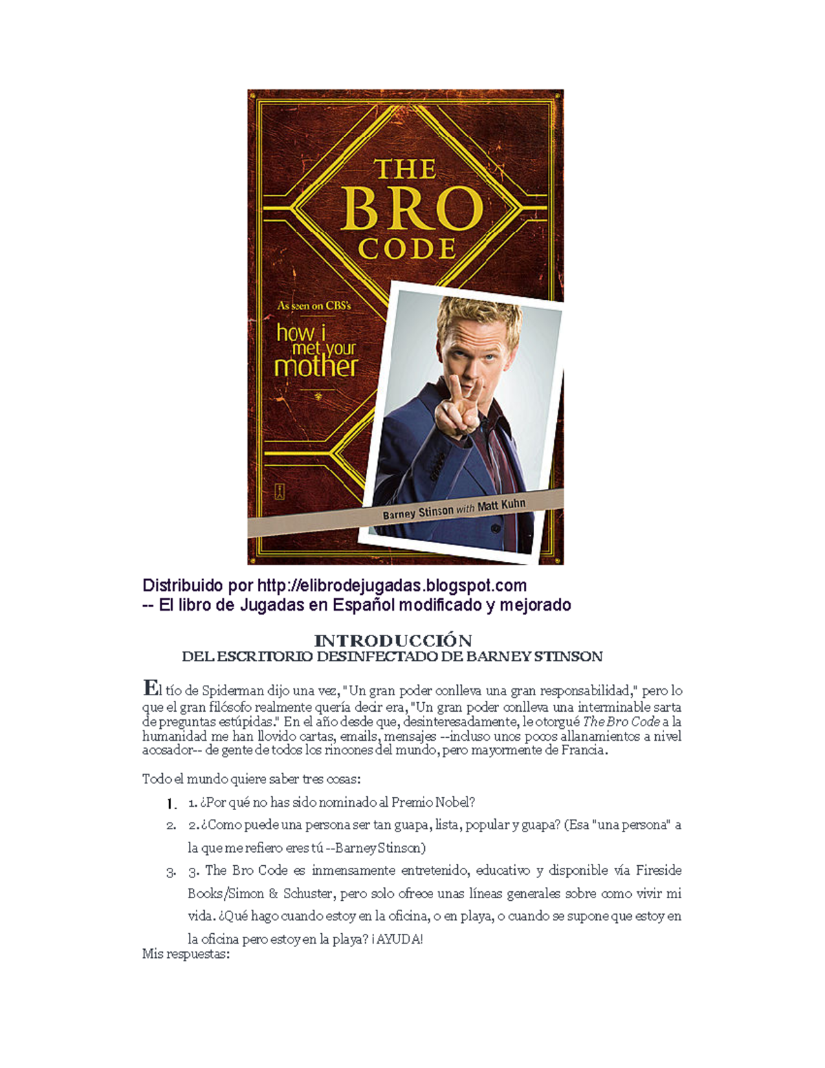 The Bro Code (Español) HIMYM serie - - Studocu
