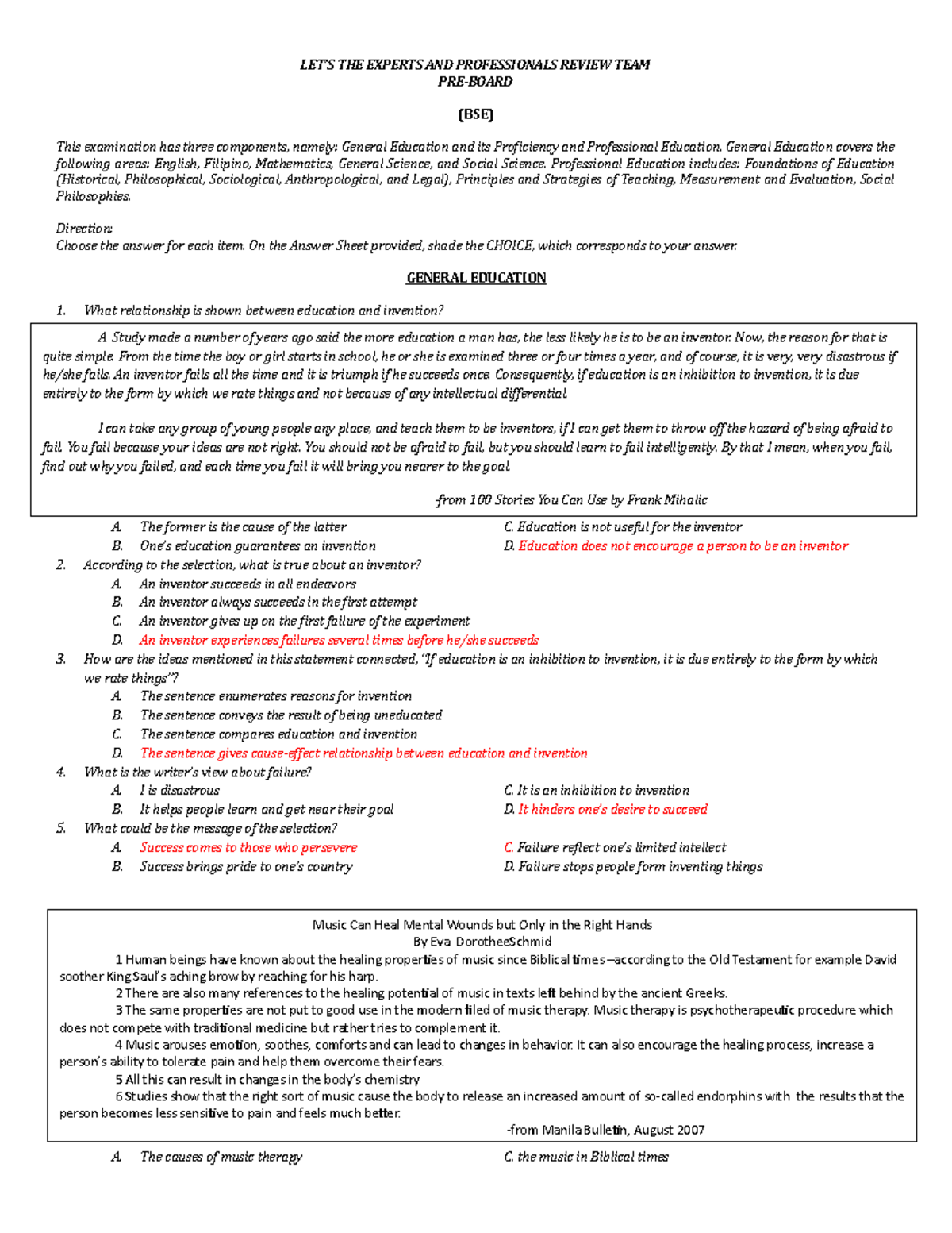 2016 LET BSE PRE- Board WITH Answer - LET’S THE EXPERTS AND ...