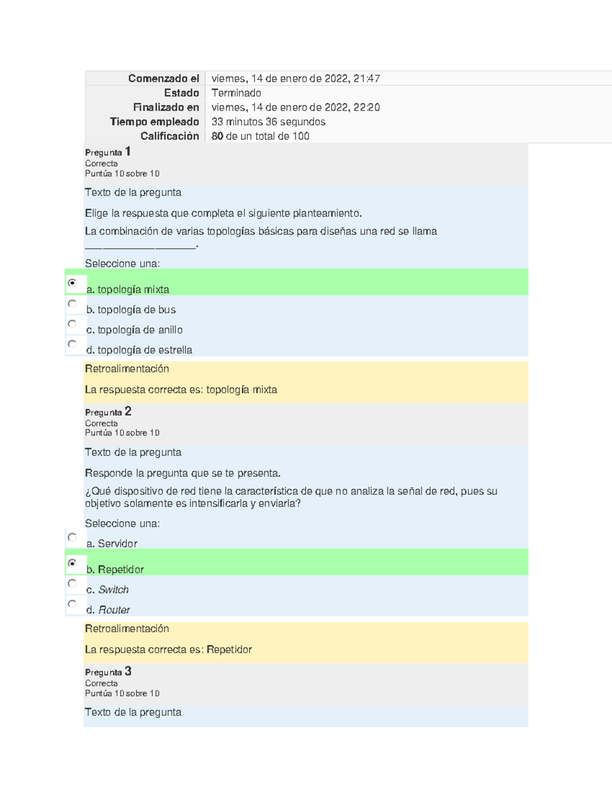 Examen de comunicacion y redes - Comenzado el viernes, 14 de enero de ...
